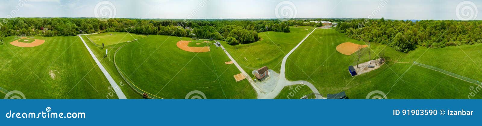 Baseball Fields Aerial View Pano Stock Photo - Image of sport ...