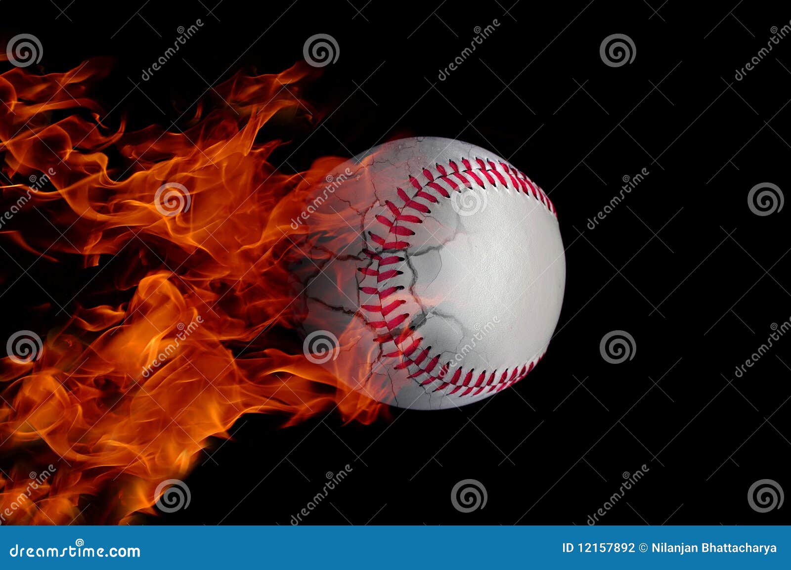 Baseball on fire stock photo. Image of design, leather - 12157892