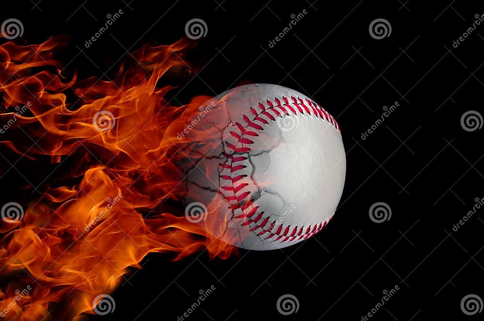 Baseball on fire stock photo. Image of design, leather - 12157892