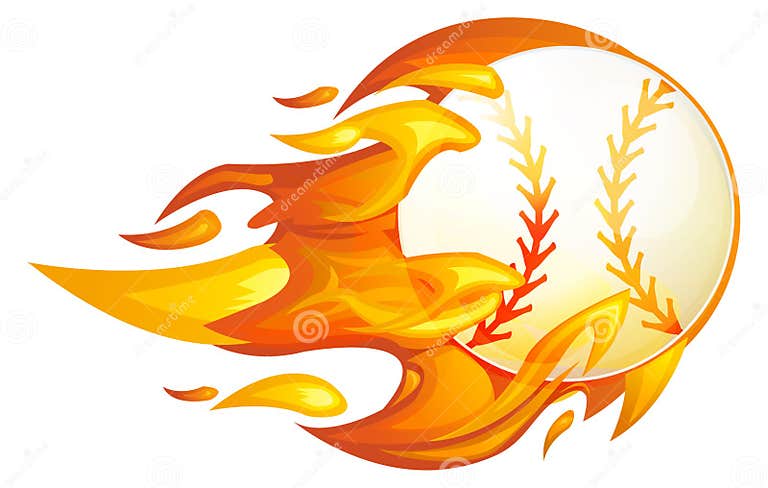 Baseball on Fire Illustration Stock Vector - Illustration of sign ...