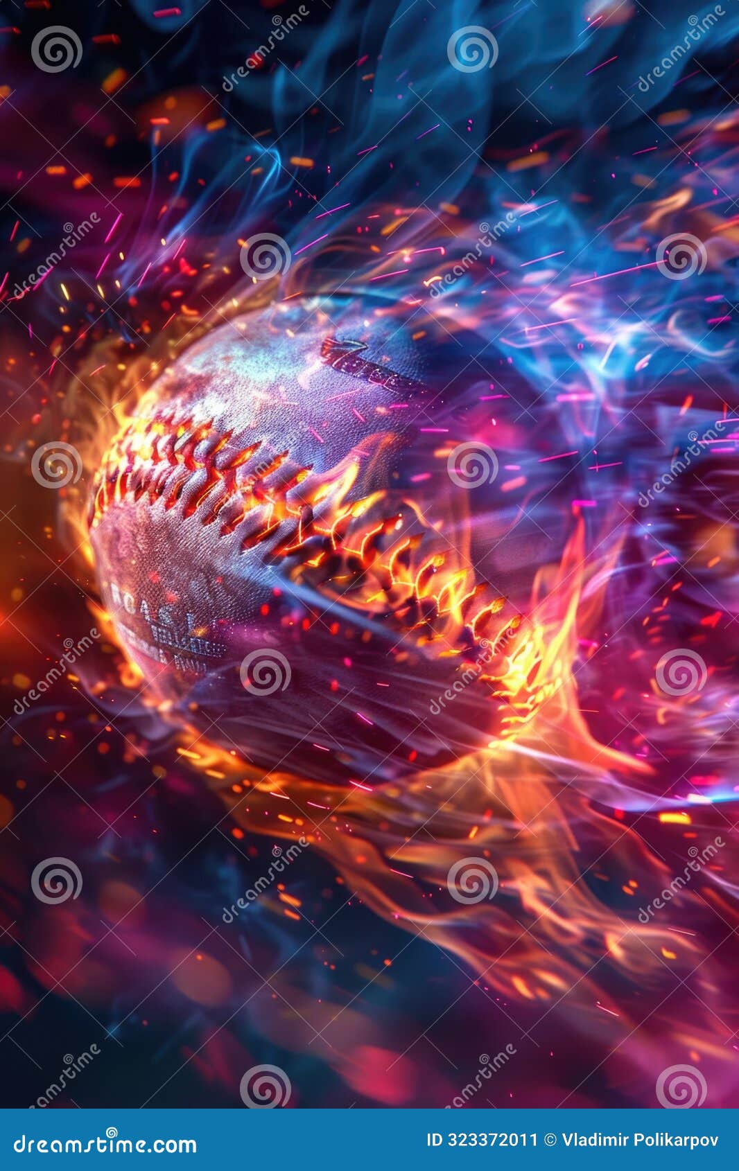 Baseball on Fire Soaring through the Air Stock Image - Image of ...