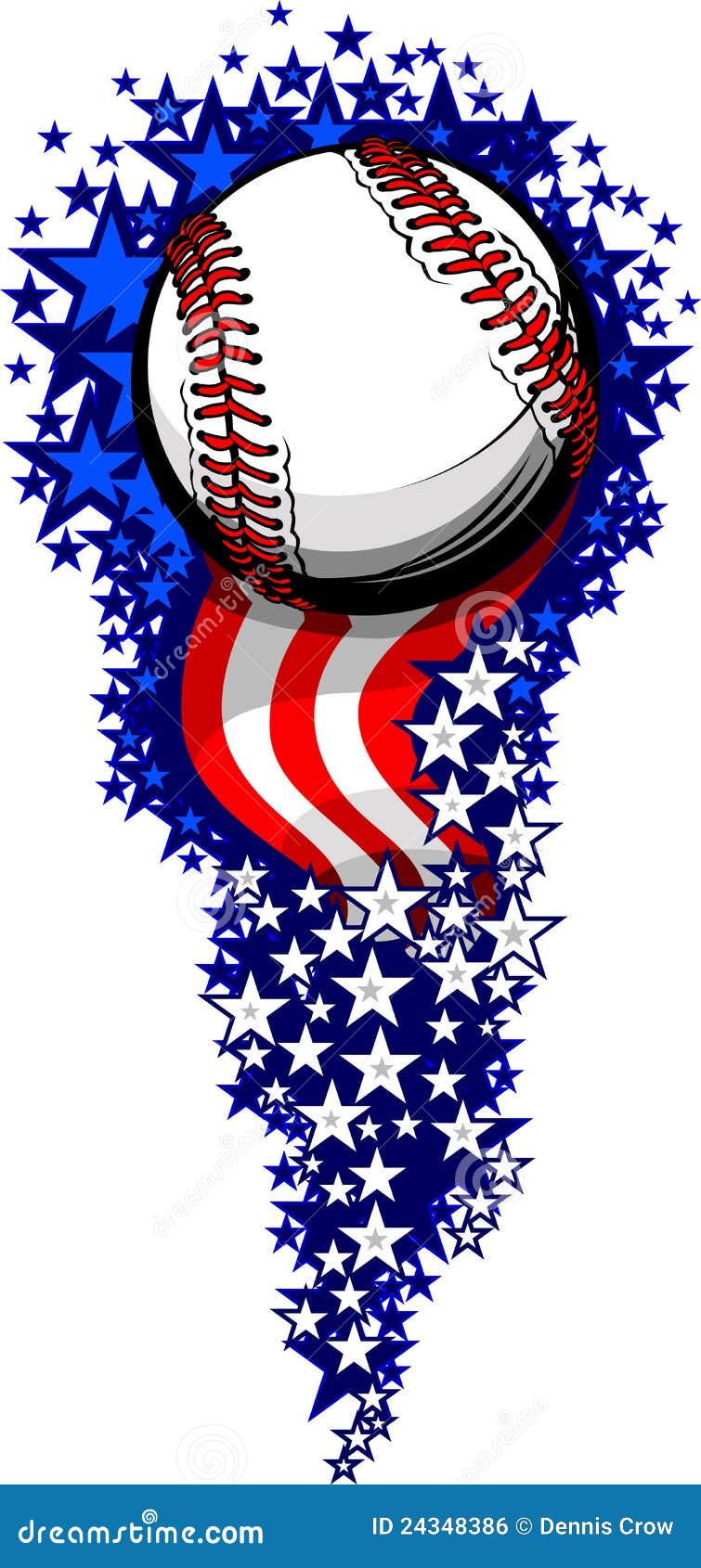Baseball Firework with Flags and Stars Stock Vector - Illustration of ...