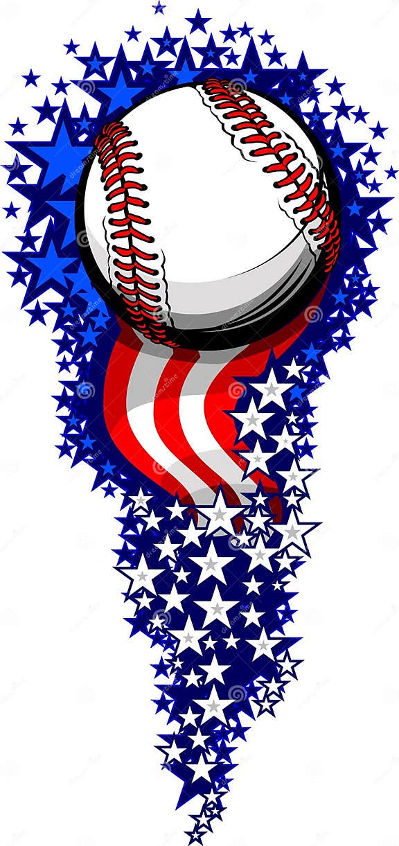 Baseball Firework with Flags and Stars Stock Vector - Illustration of ...