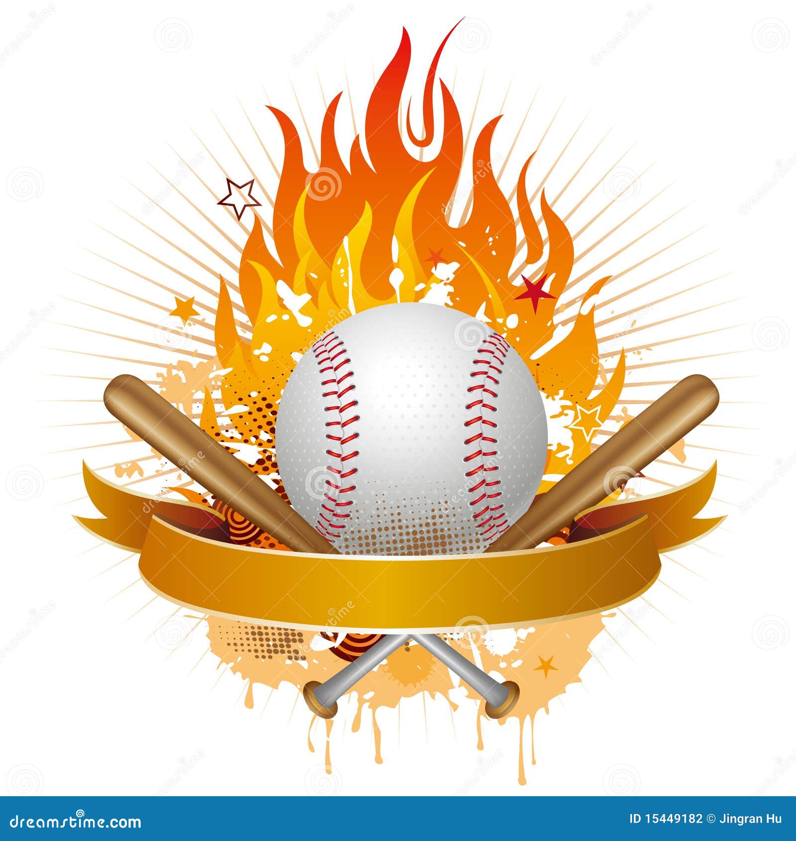 Baseball with flames stock vector. Illustration of border - 15449182
