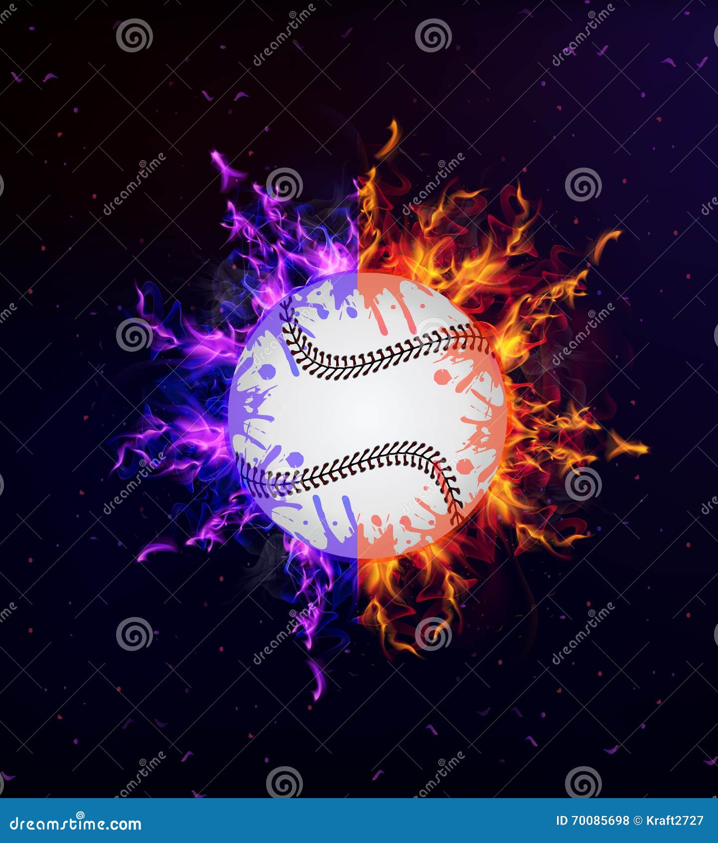 Baseball in flames stock vector. Illustration of design - 70085698