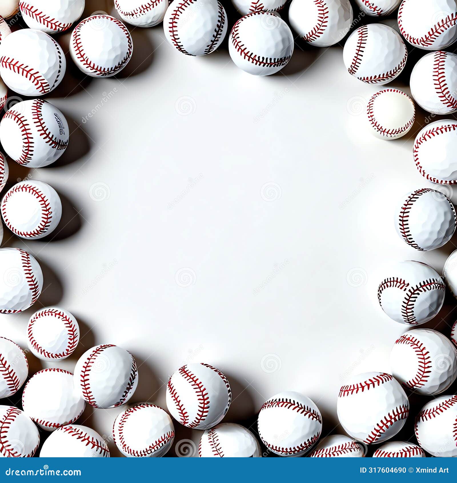 Baseball Flat Lay with Copy Space Frame on White Background Stock ...