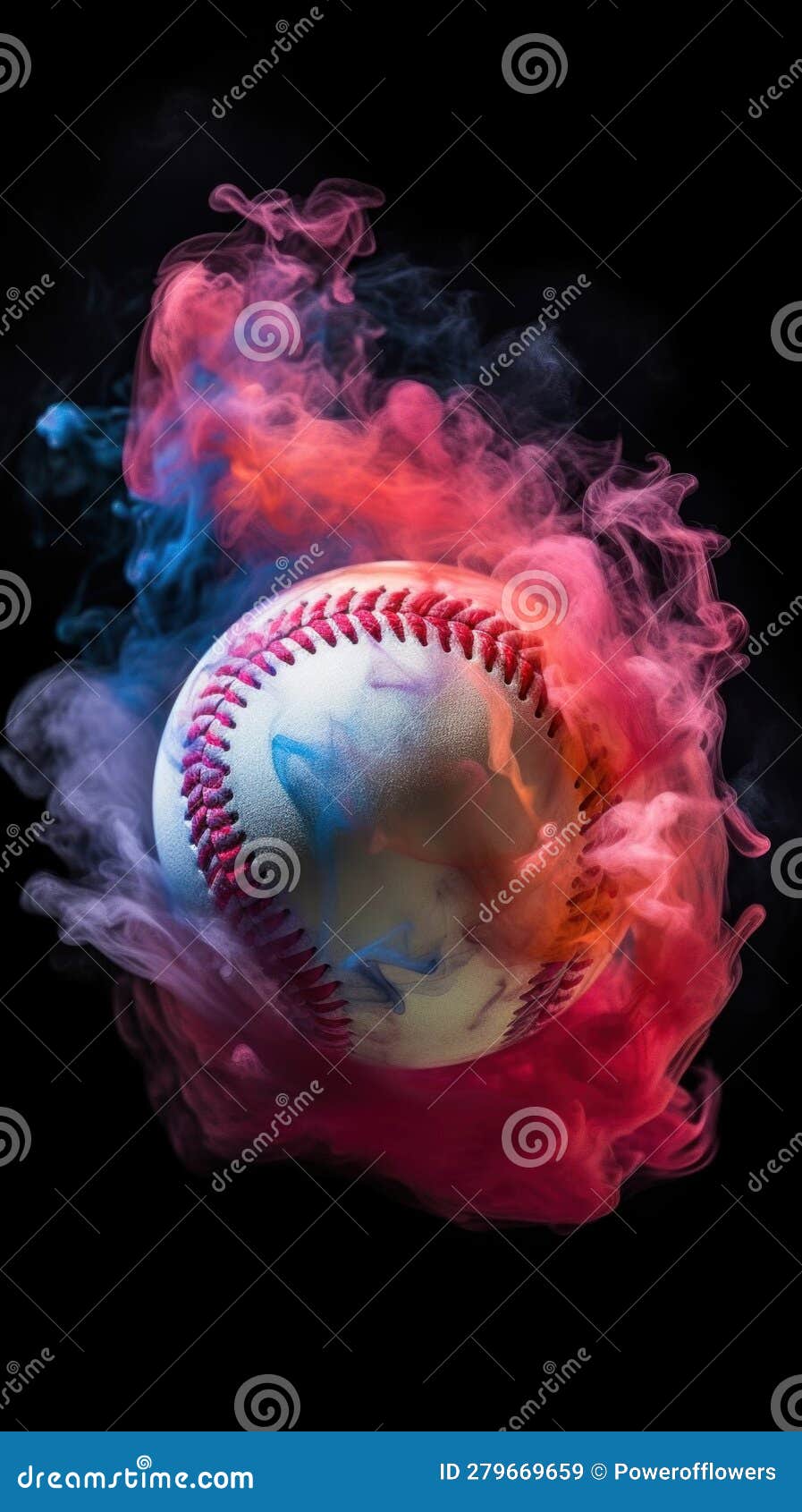 Baseball Flies in Smoke and Fire Created with Generative AI Technology ...