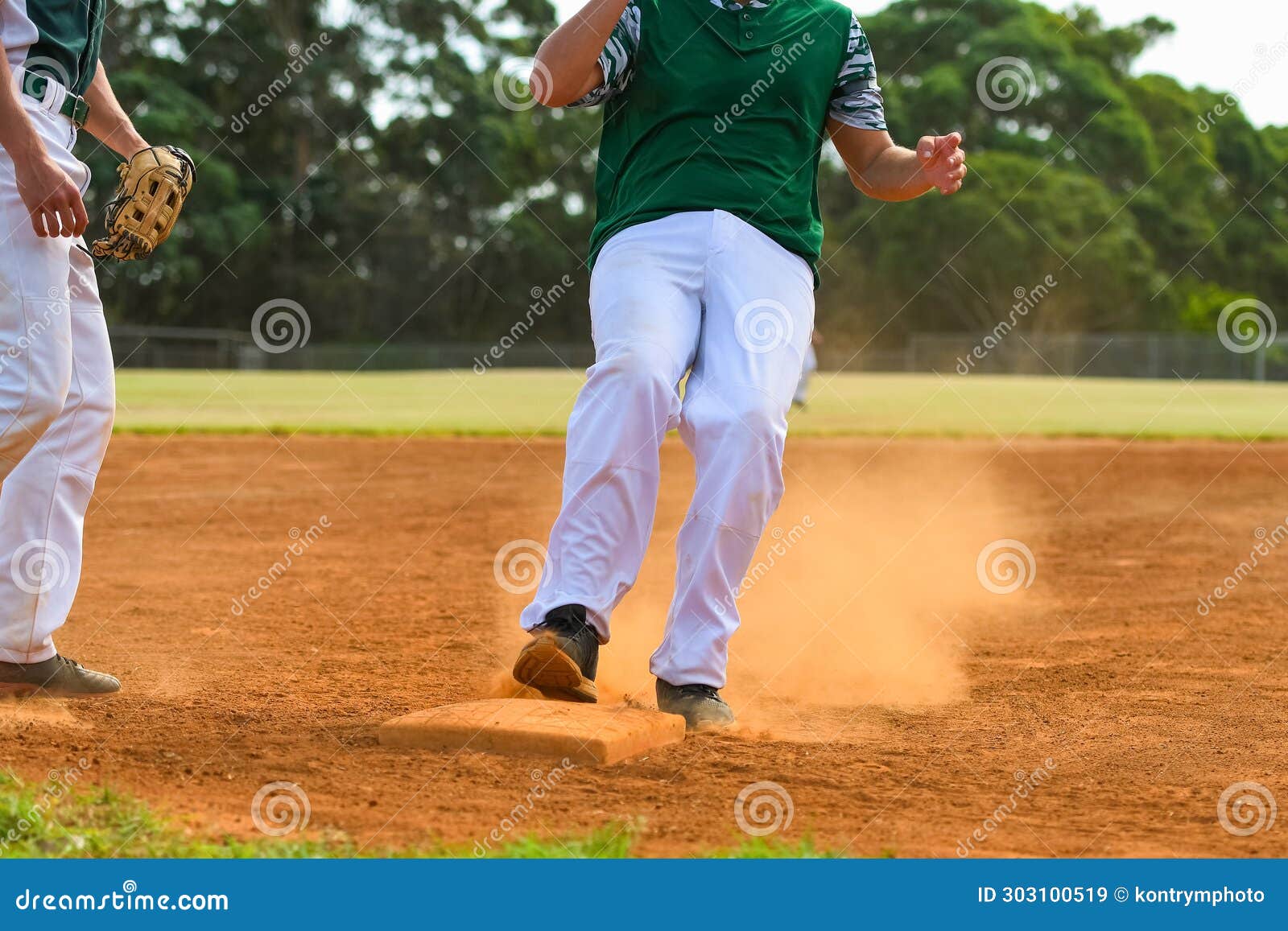 Baseball Game, Running Bases. Runner Steals the Third Base during the ...