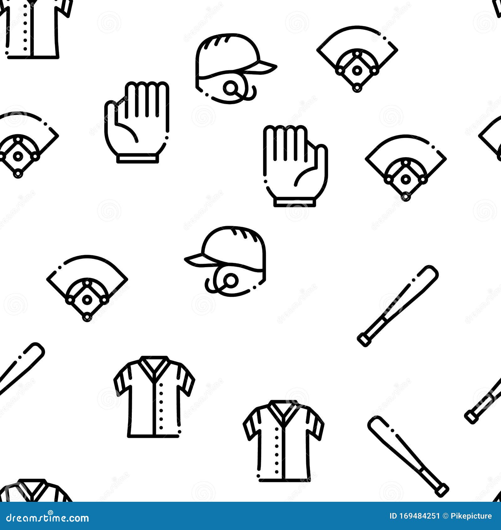 Baseball Game Tools Seamless Pattern Vector Stock Vector - Illustration ...