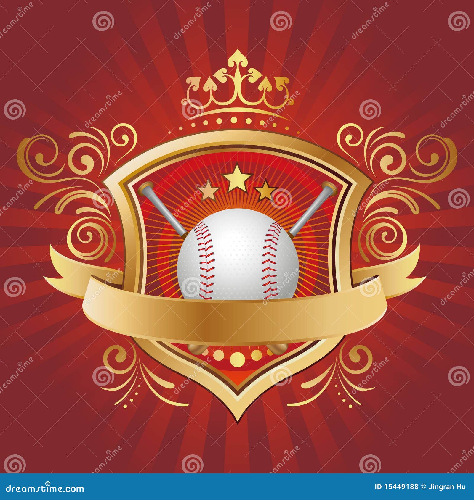 Baseball and gold shield stock vector. Illustration of game - 15449188