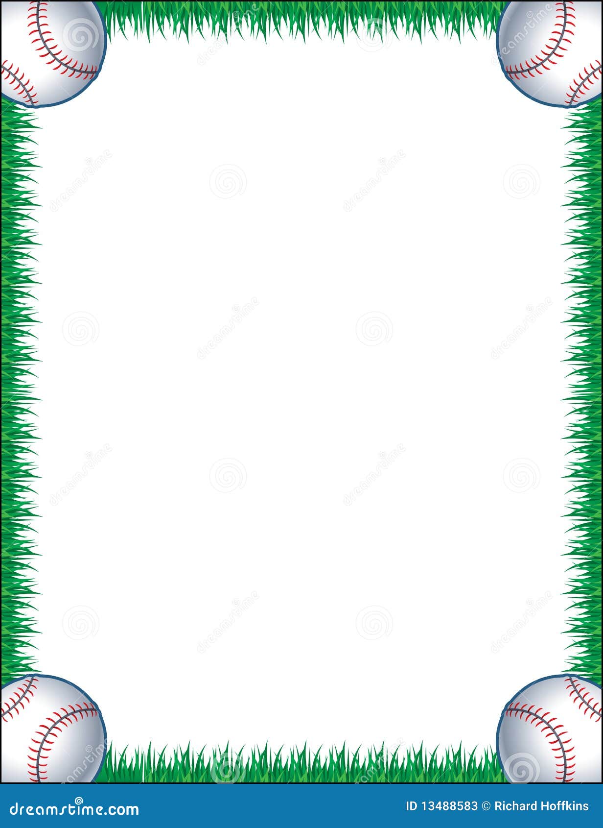 Baseball and Grass Border stock illustration. Illustration of baseballs ...