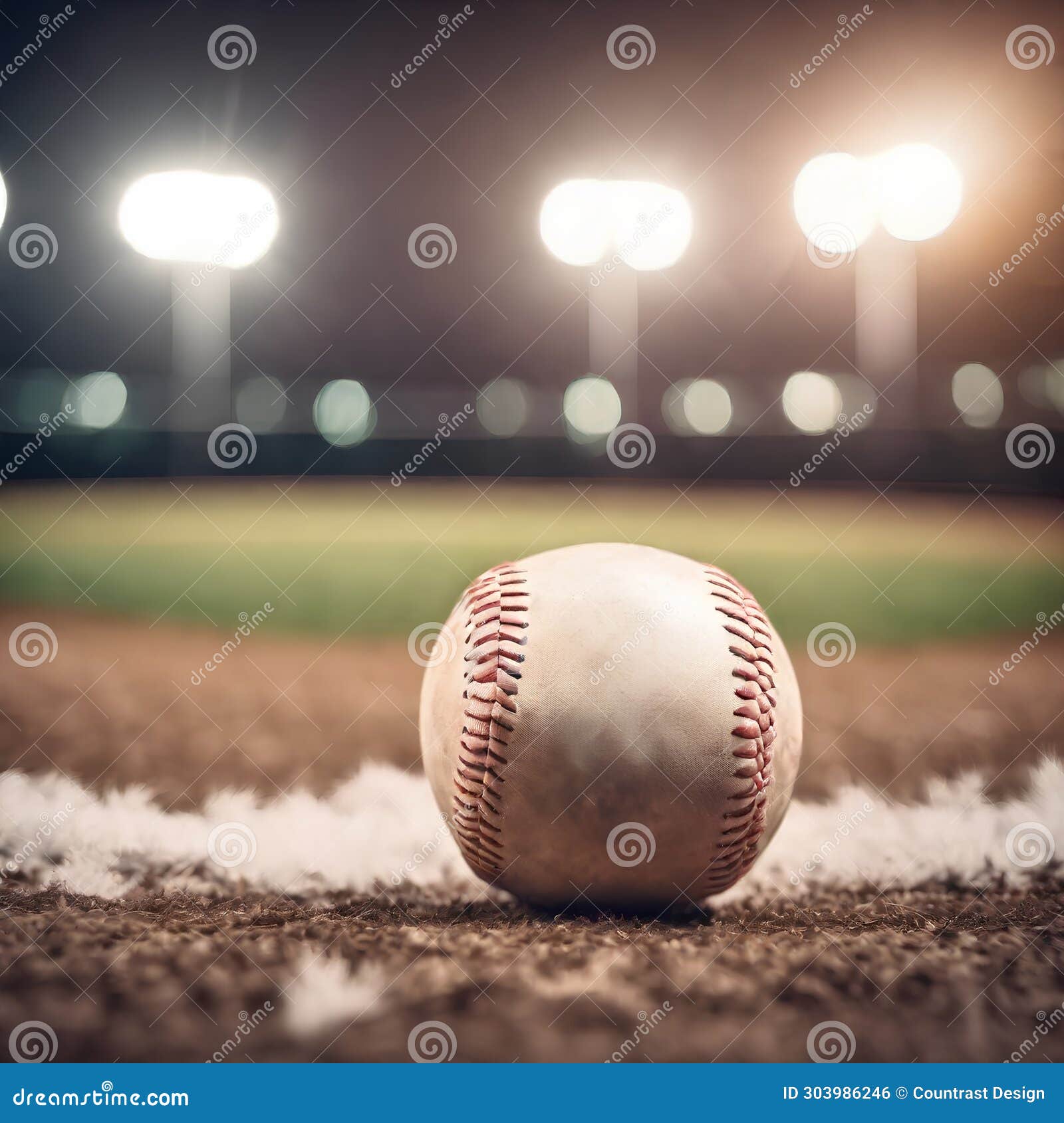 A Baseball on the Ground in a Stadium with Bokeh Background Stock Photo ...