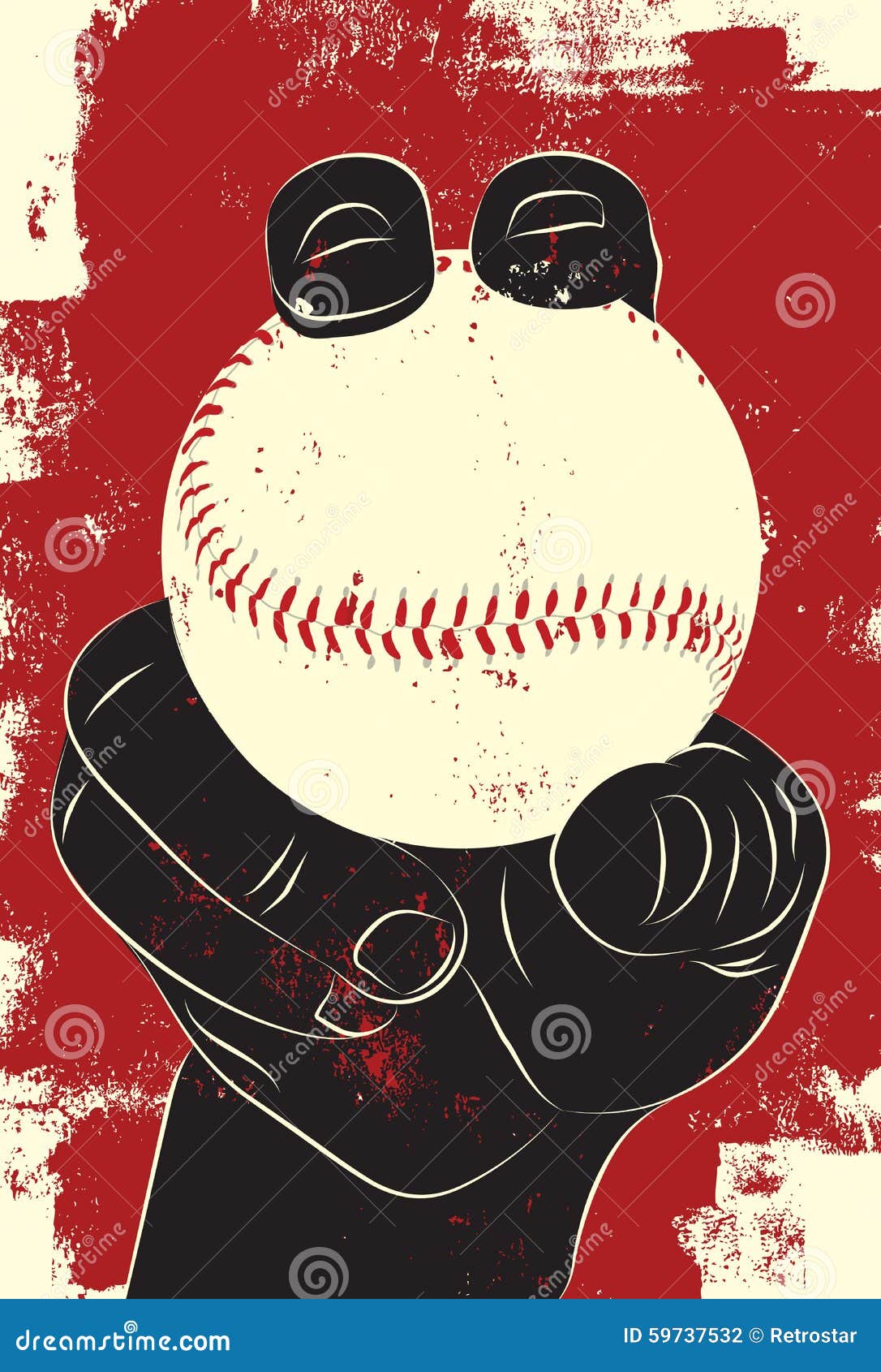 Baseball in hand stock vector. Illustration of baseball - 59737532