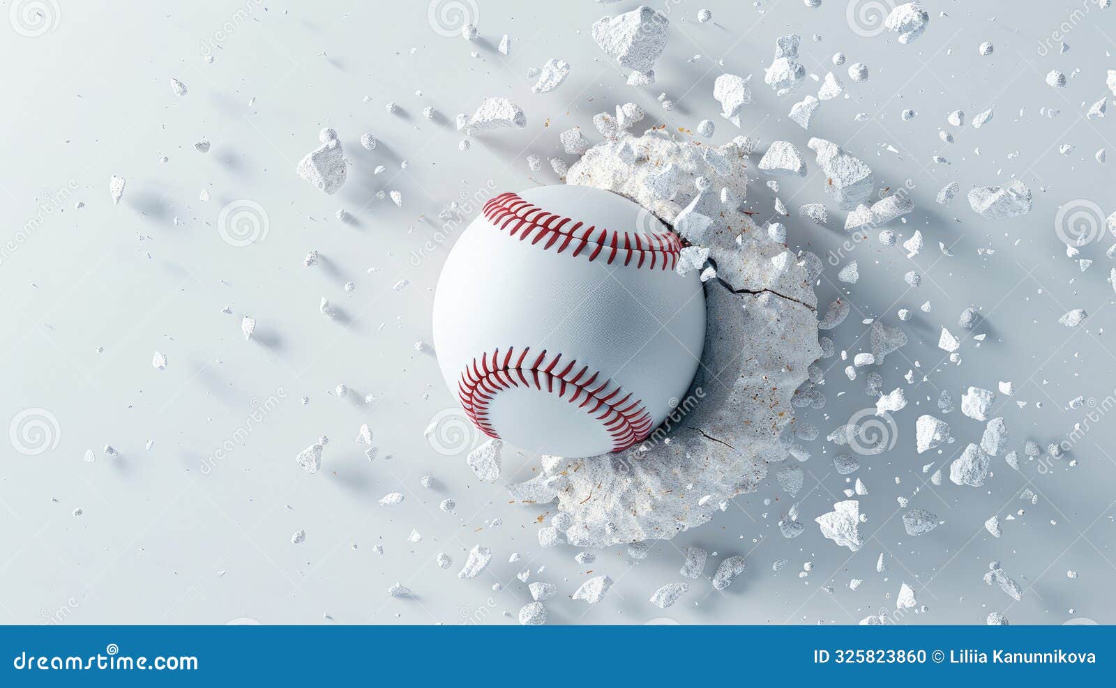 A Baseball Has Broken through a Cracked White Wall, Leaving a Hole and ...