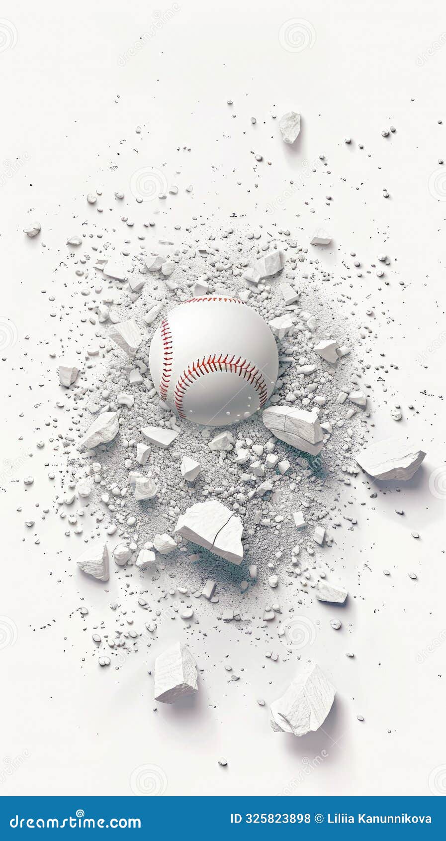 A Baseball Has Broken through a Cracked White Wall, Leaving a Hole and ...
