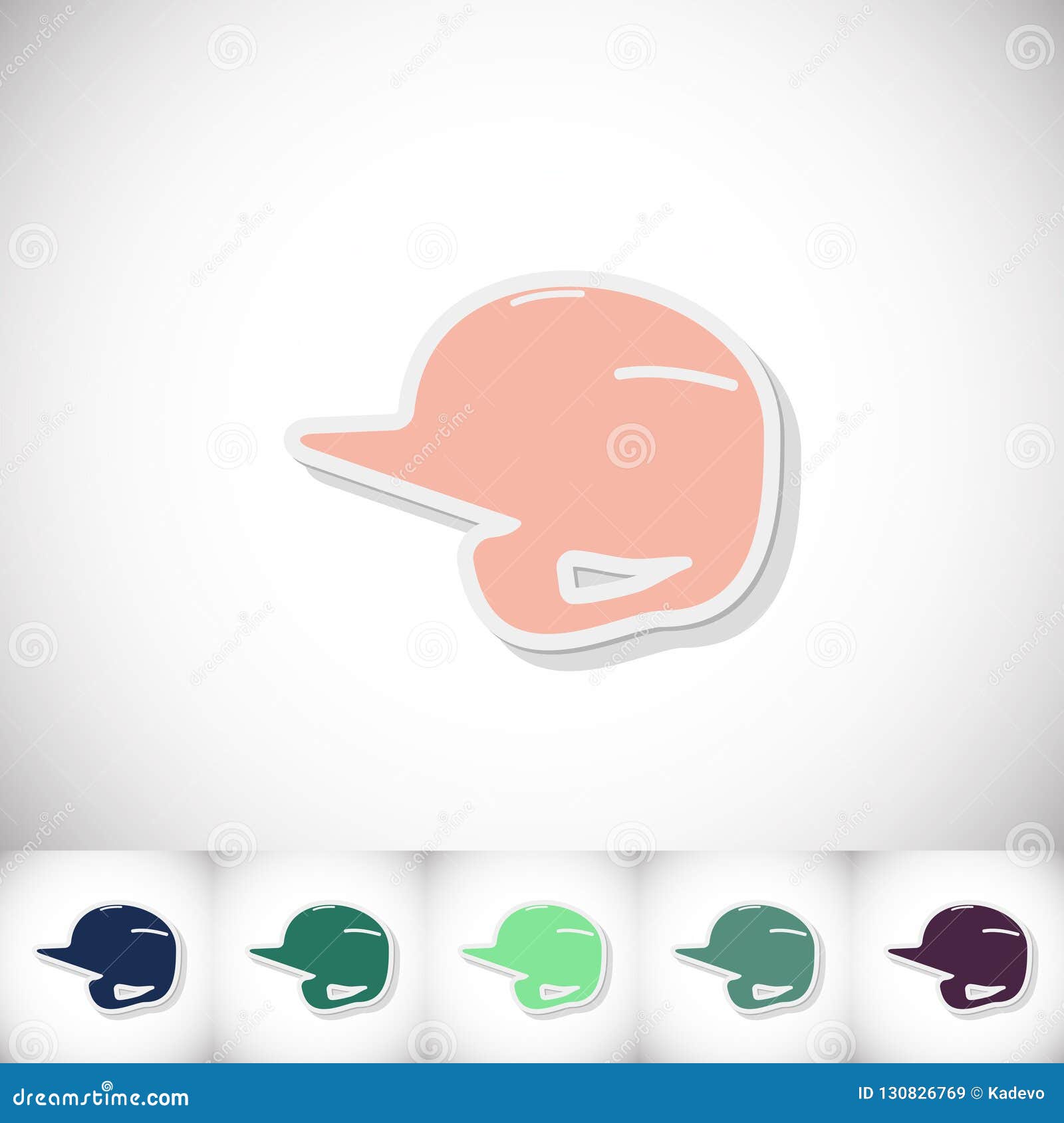Baseball Helmet. Flat Sticker with Shadow on White Background Stock ...