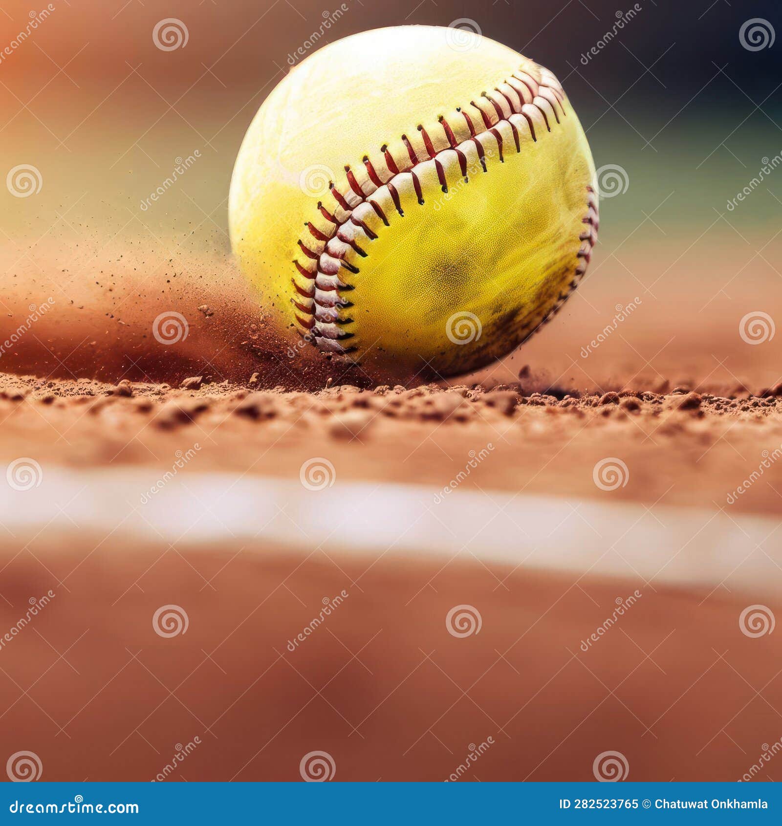 Baseball Hits the Ground Cause a Cloud of Dust.generative AI Stock ...