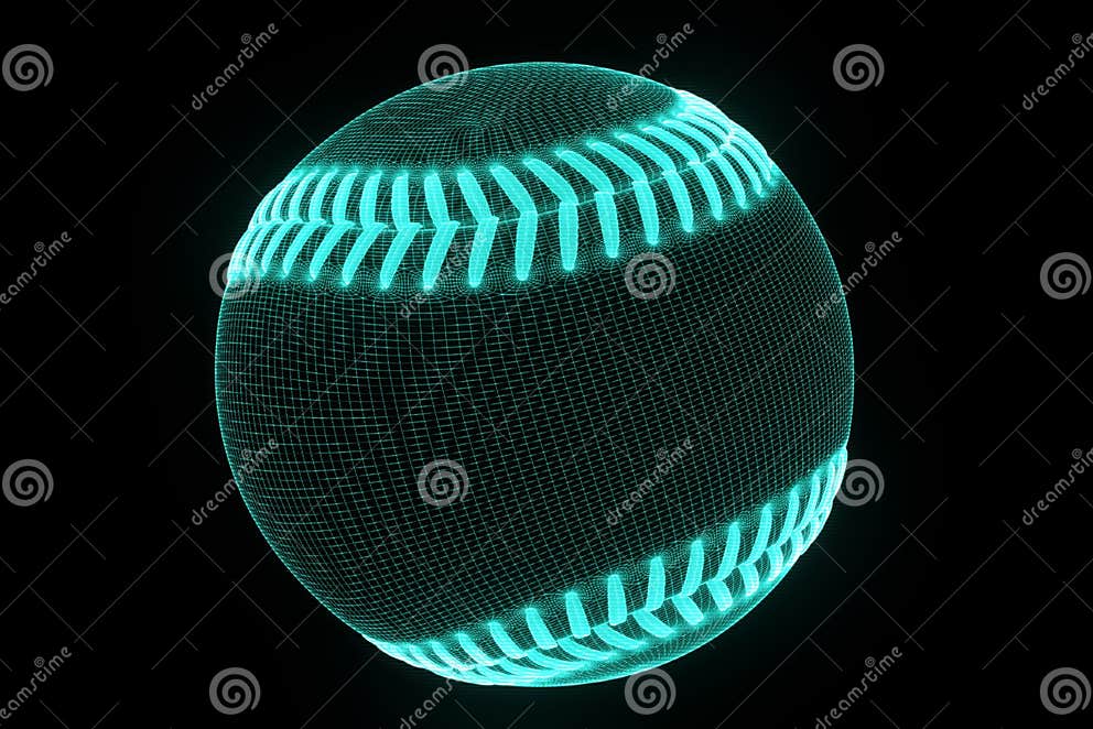 Baseball in Hologram Wireframe Style. Nice 3D Rendering Stock ...