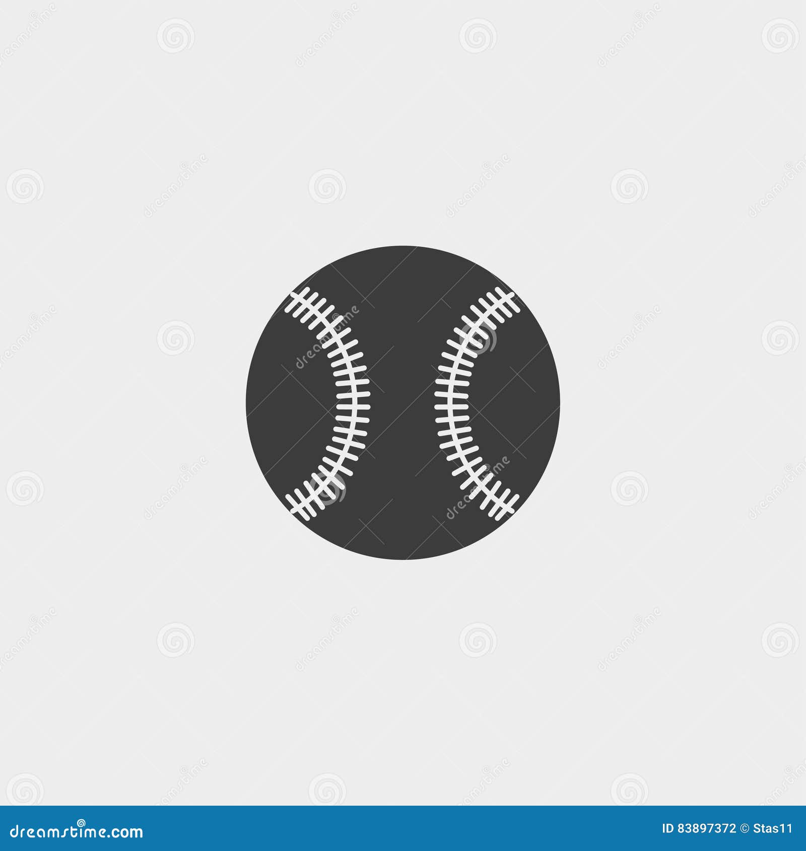 Baseball Icon in a Flat Design in Black Color. Vector Illustration ...