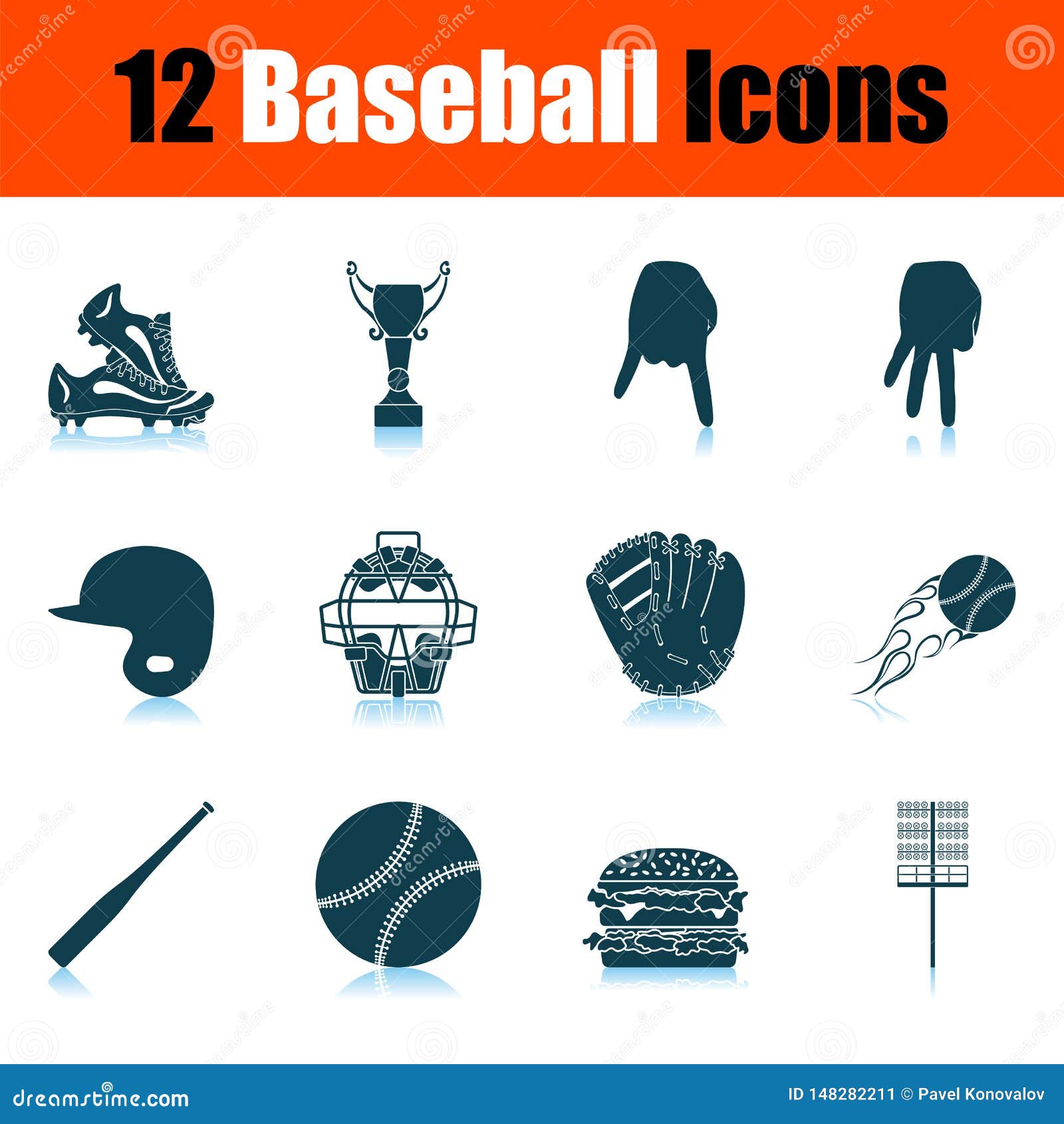 Baseball Icon Set stock vector. Illustration of blue - 148282211