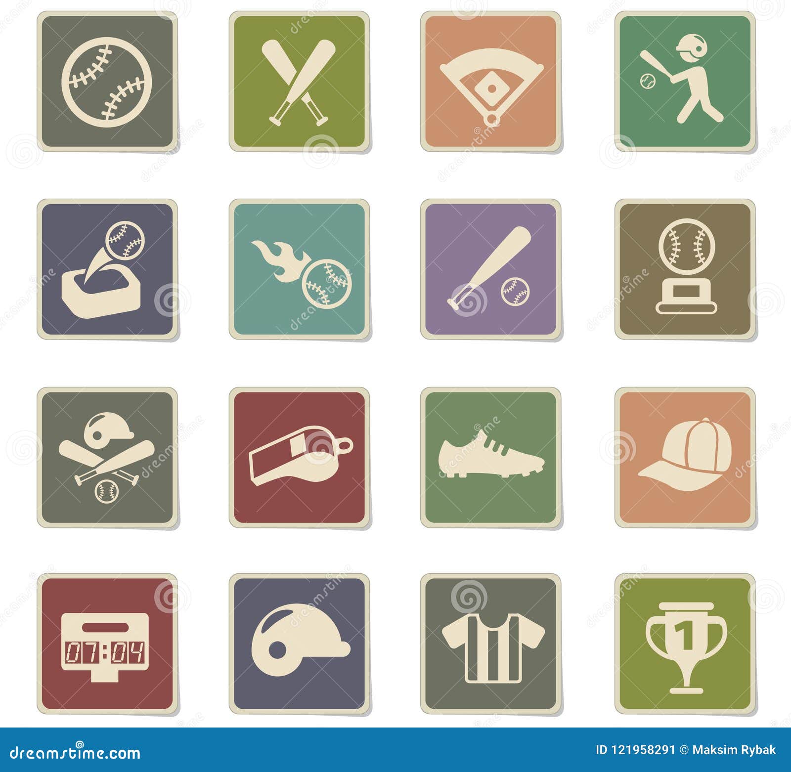 Baseball icon set stock vector. Illustration of baseball - 121958291