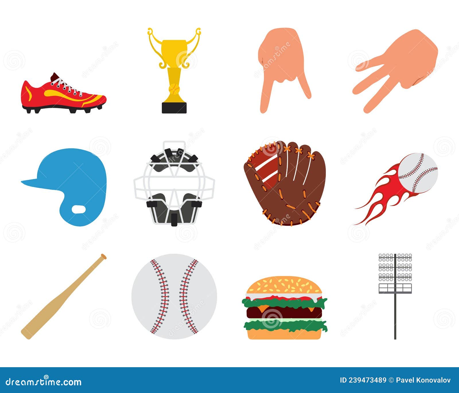 Baseball Icon Set stock vector. Illustration of helmet - 239473489