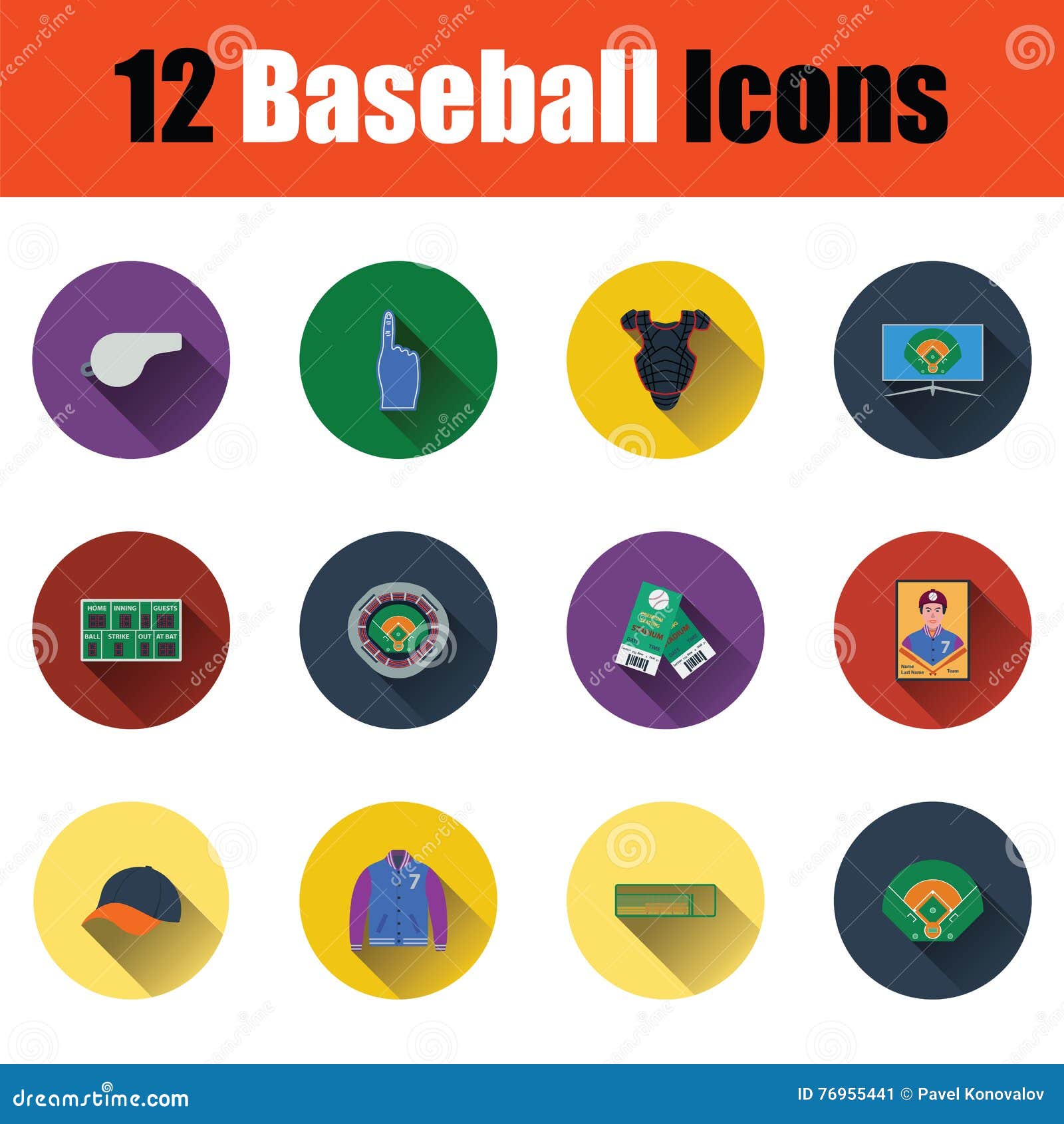 Baseball icon set stock vector. Illustration of collection - 76955441