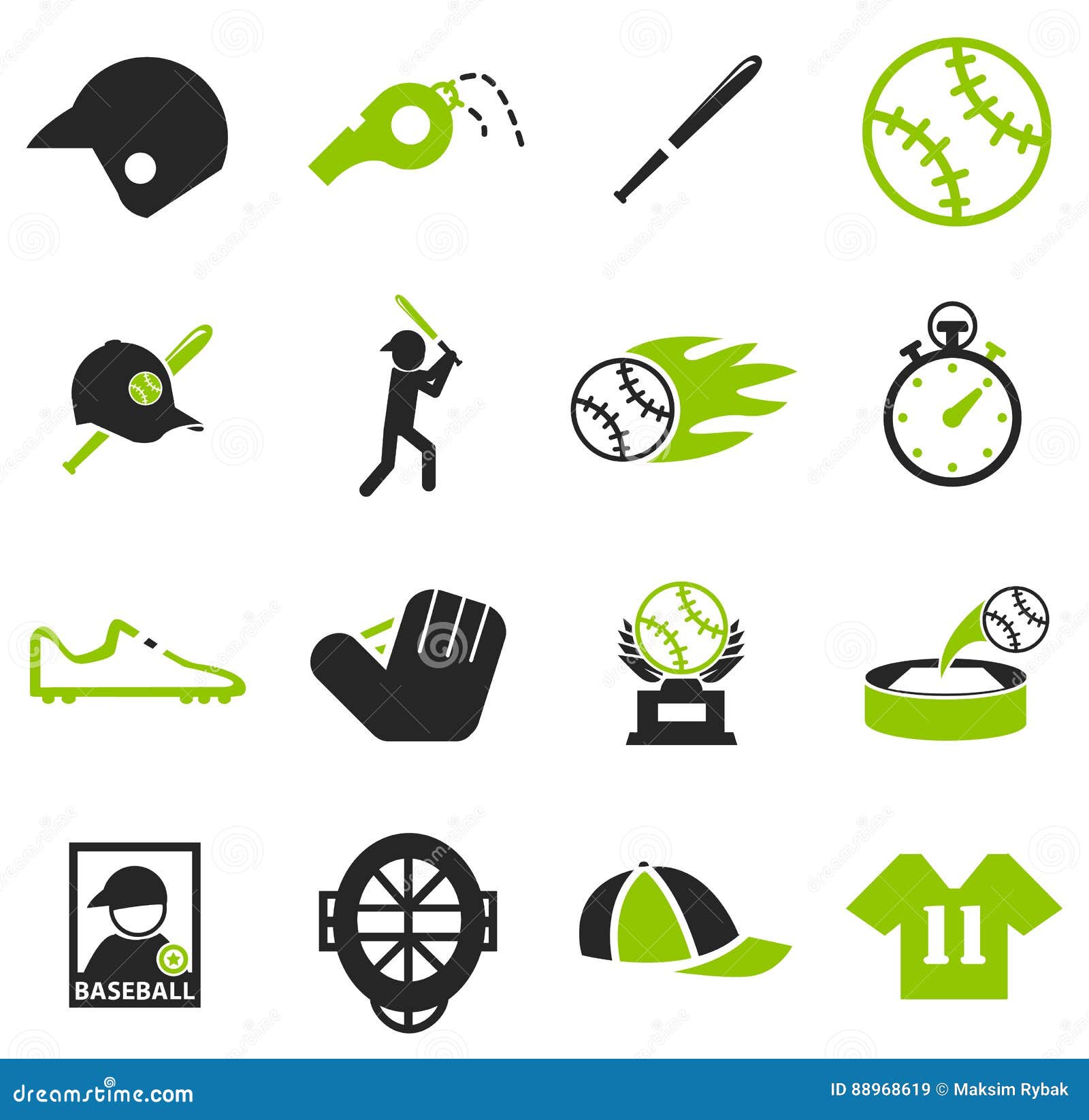 Baseball Icon set stock illustration. Illustration of base - 88968619