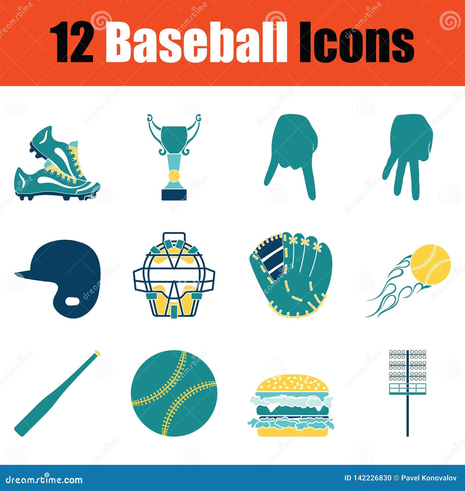 Baseball icon set stock vector. Illustration of activity - 142226830