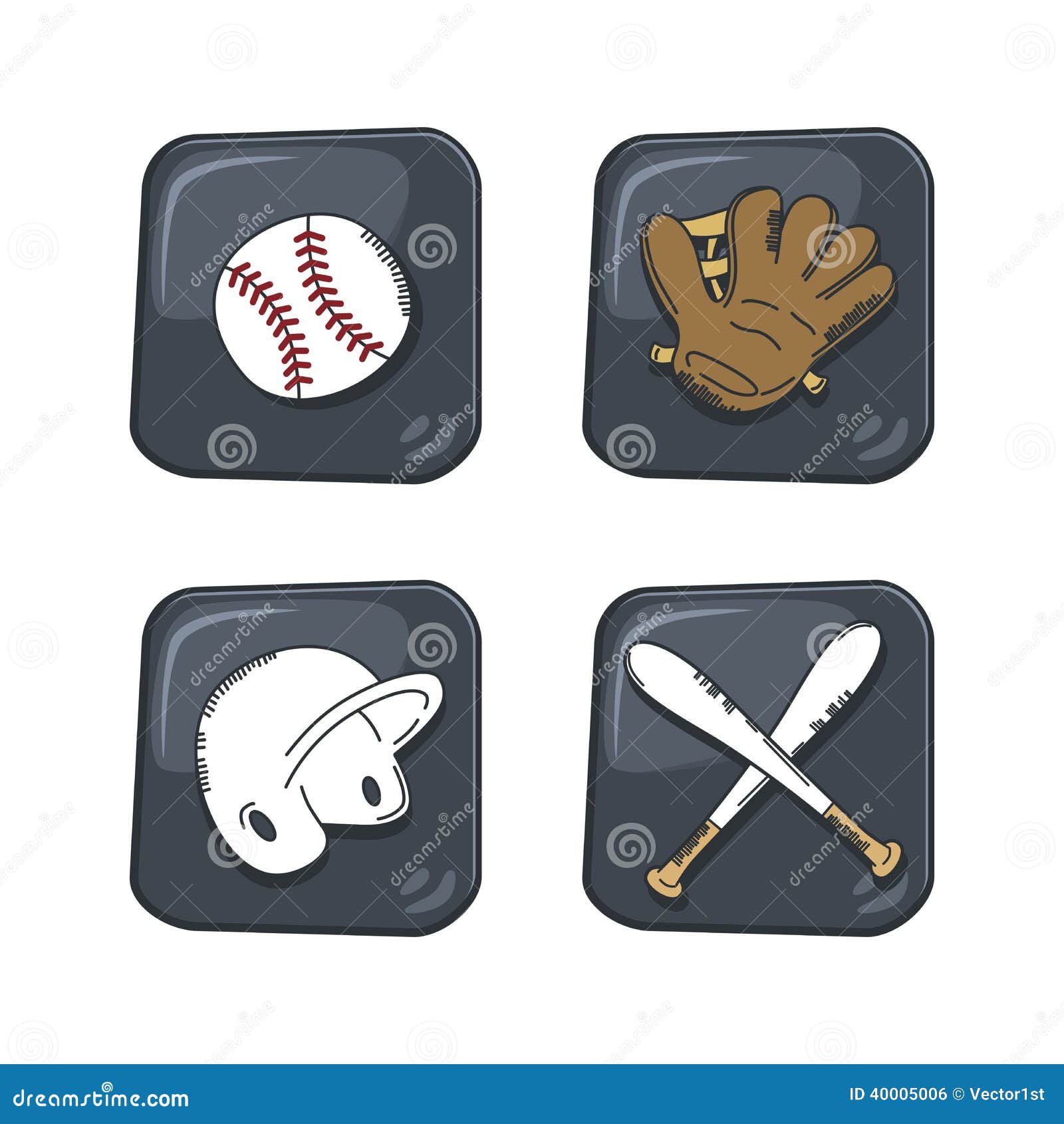 Baseball icon set stock vector. Illustration of sport - 40005006