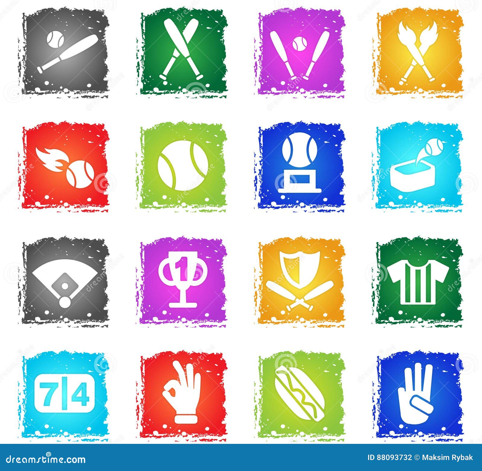 Baseball icon set stock vector. Illustration of strike - 88093732