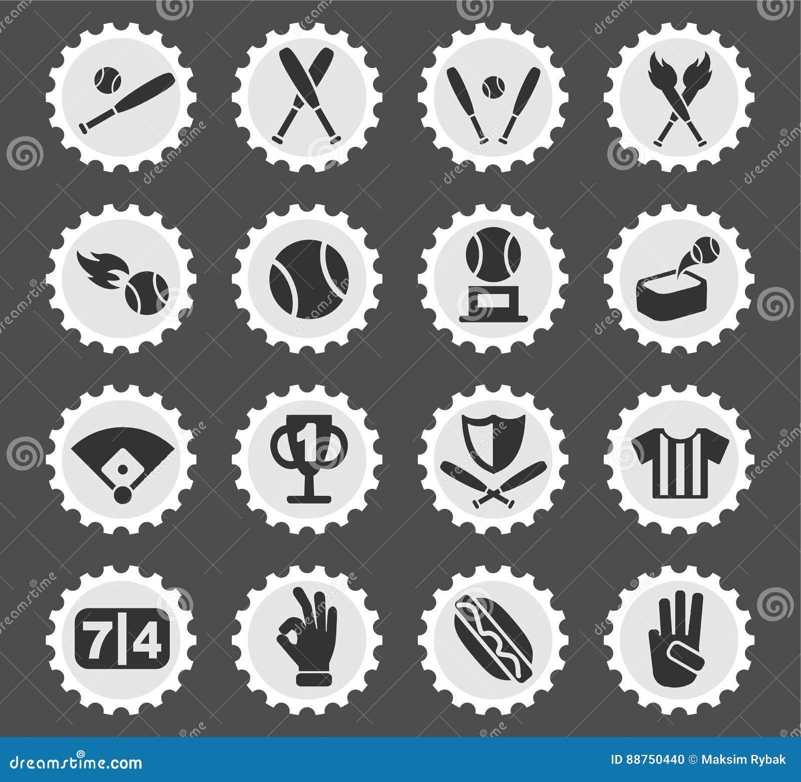 Baseball icon set stock illustration. Illustration of score - 88750440