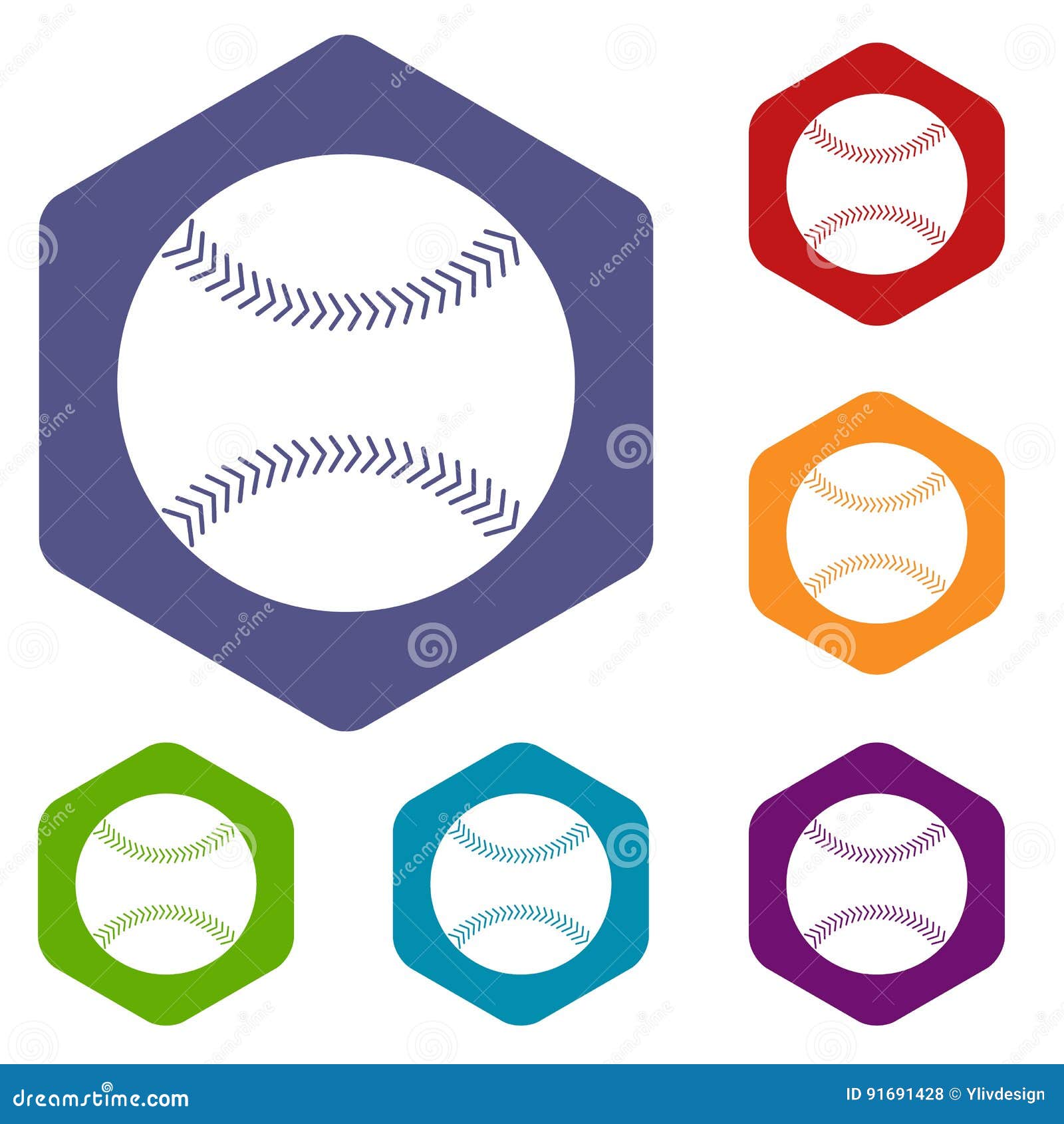 Baseball icons set hexagon stock vector. Illustration of base - 91691428