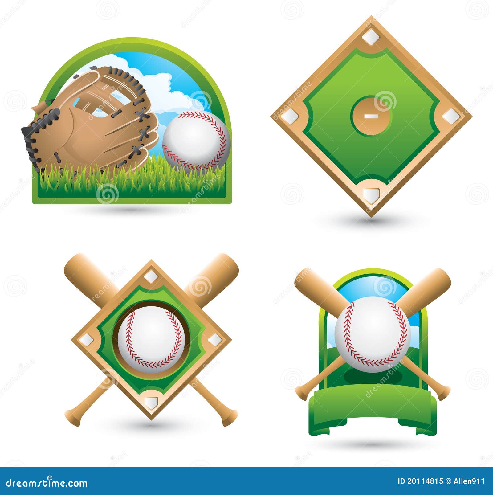 Baseball Icons and Symbols on White Backdrop Stock Vector ...