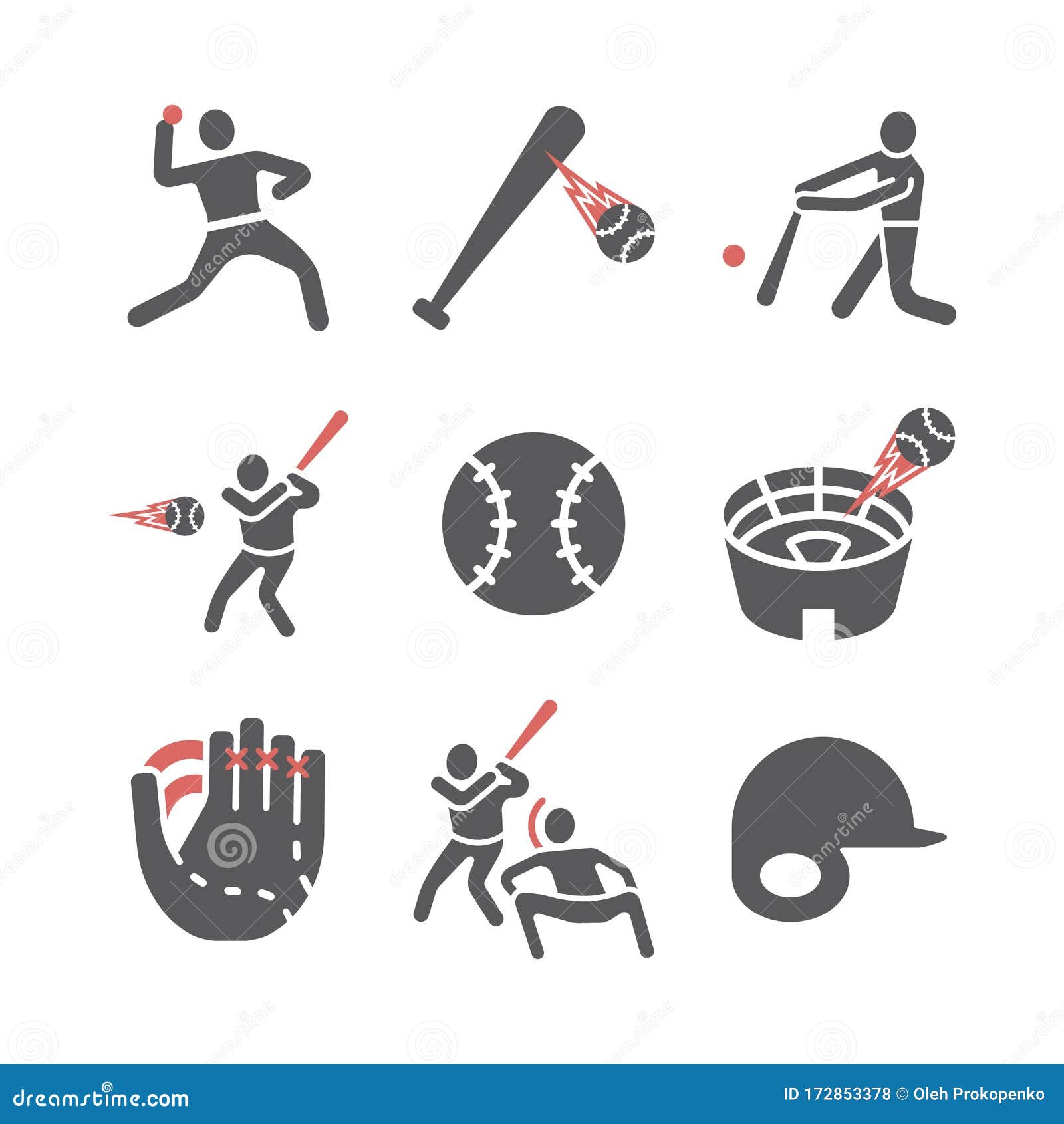 Baseball Icons. Vector Sport Signs for Web Graphics. Stock Vector ...