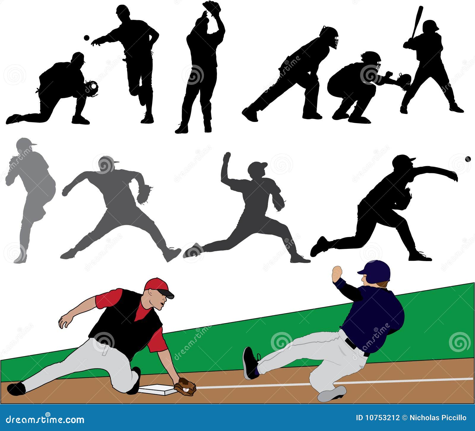 Baseball Illustration Set stock vector. Illustration of athlete - 10753212