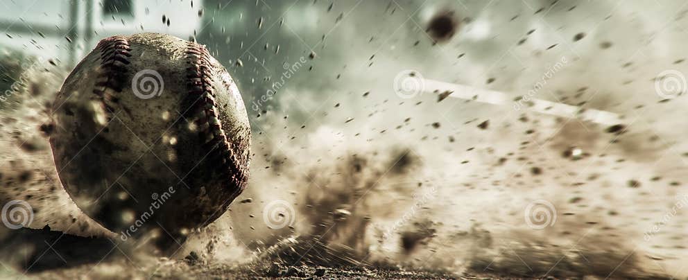 Baseball Impact with Dramatic Dirt Explosion Stock Illustration ...