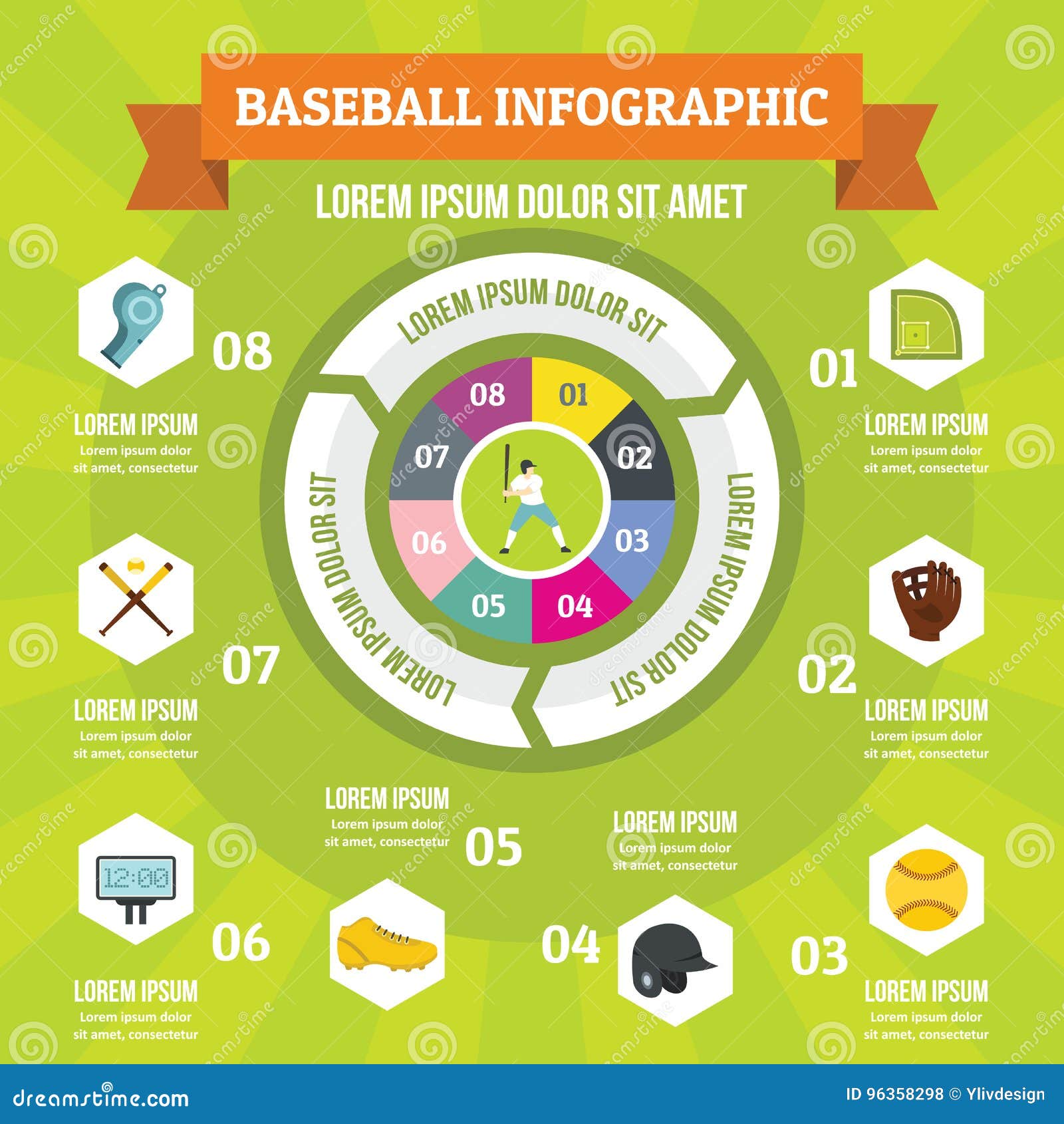 Baseball Infographic Template With Charts Vector Illustration ...