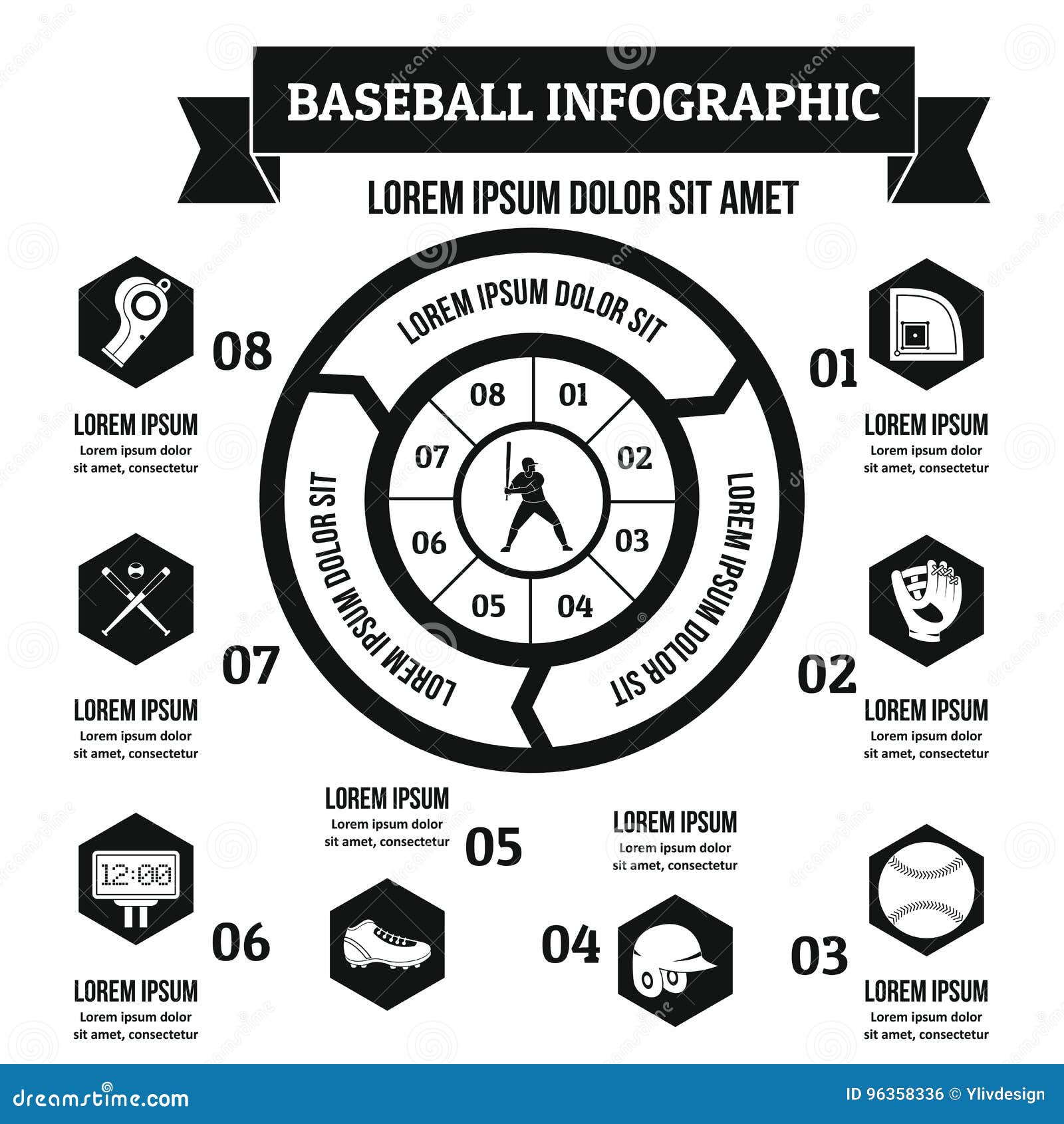 Baseball Infographic Template With Charts Vector Illustration ...