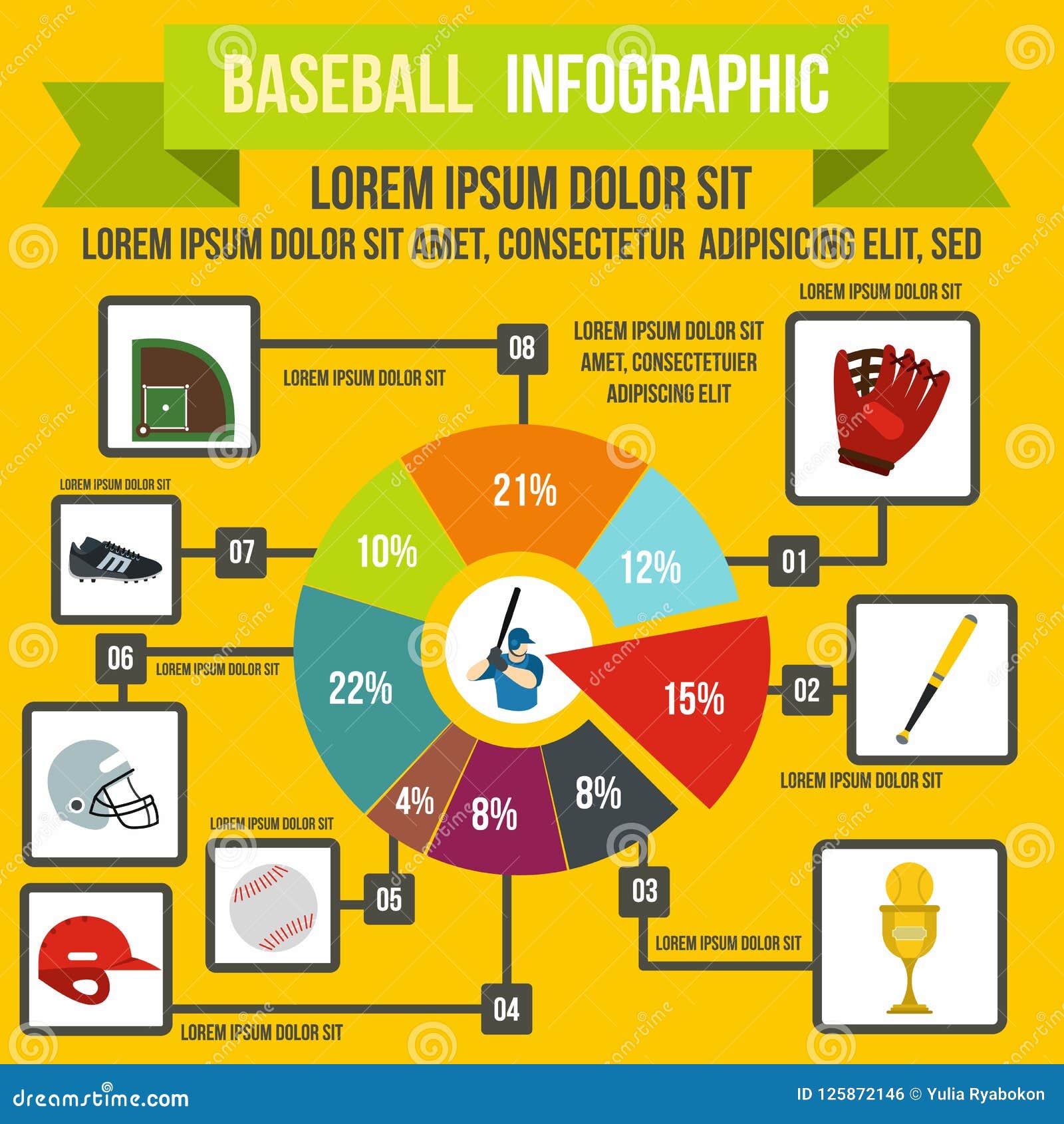 Baseball Infographic Template With Charts Vector Illustration ...