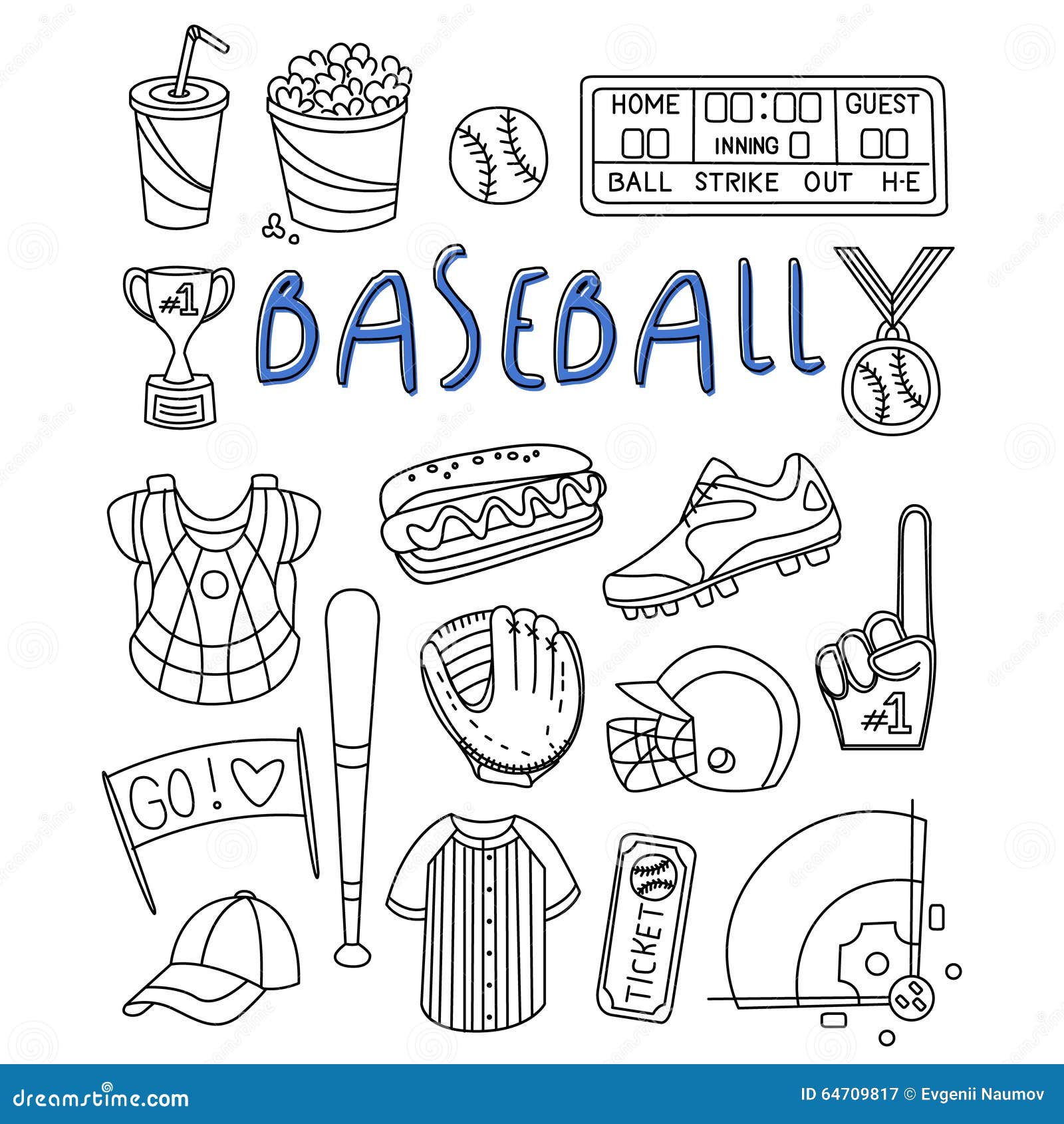 Baseball Items Cartoon Vector | CartoonDealer.com #18452893