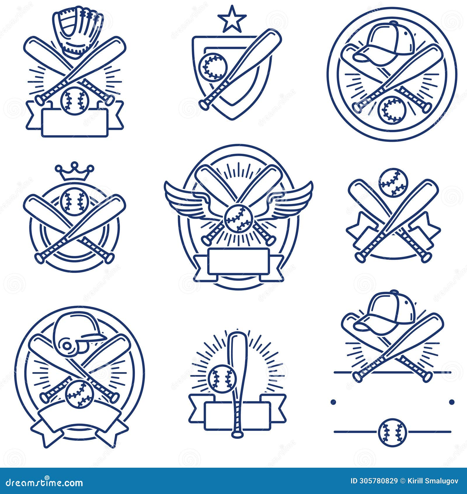 Baseball Label and Icon Set. Collection Icons Baseball Stock Image ...