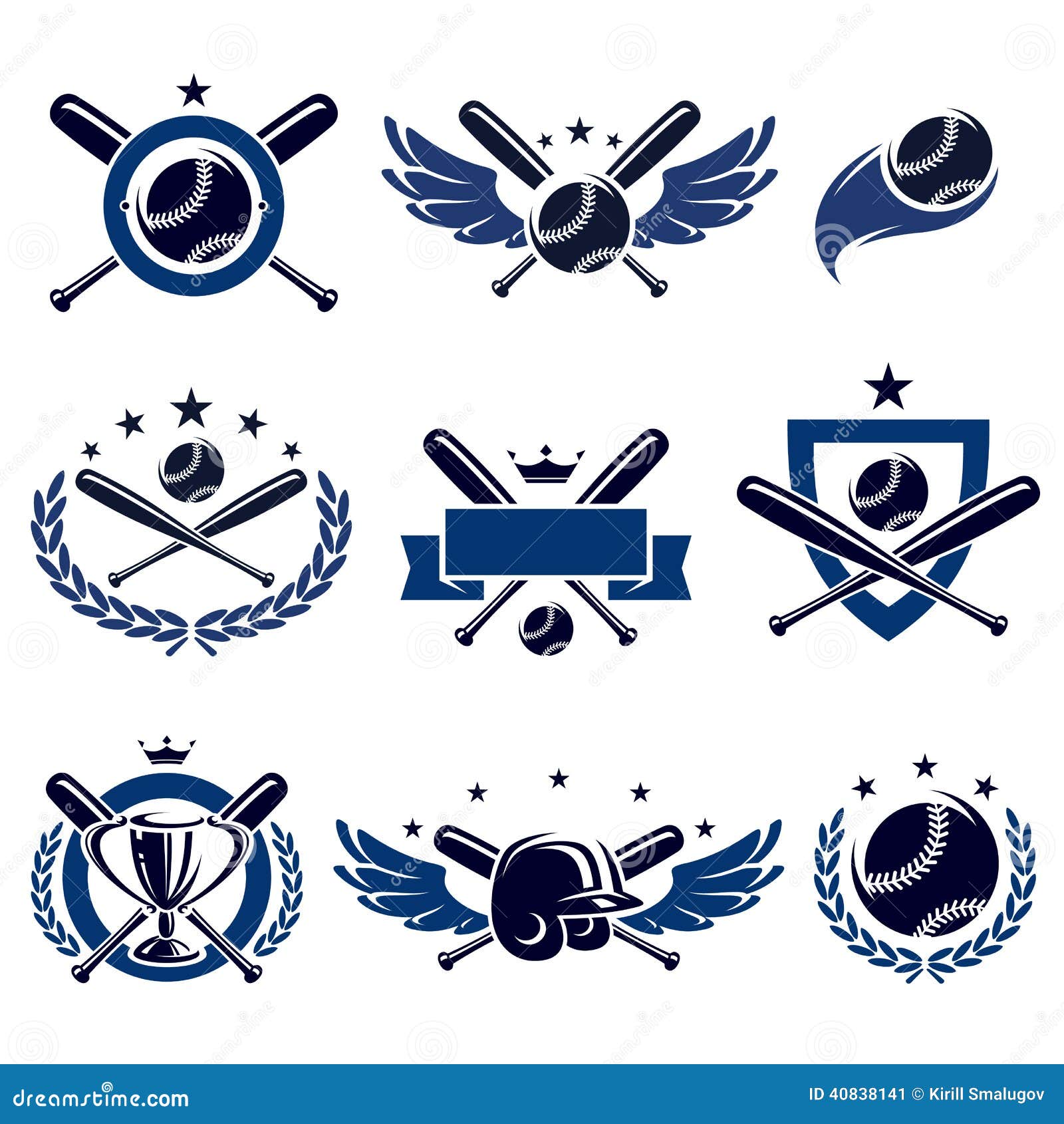 Baseball Labels and Icons Set. Vector Stock Vector - Illustration of ...