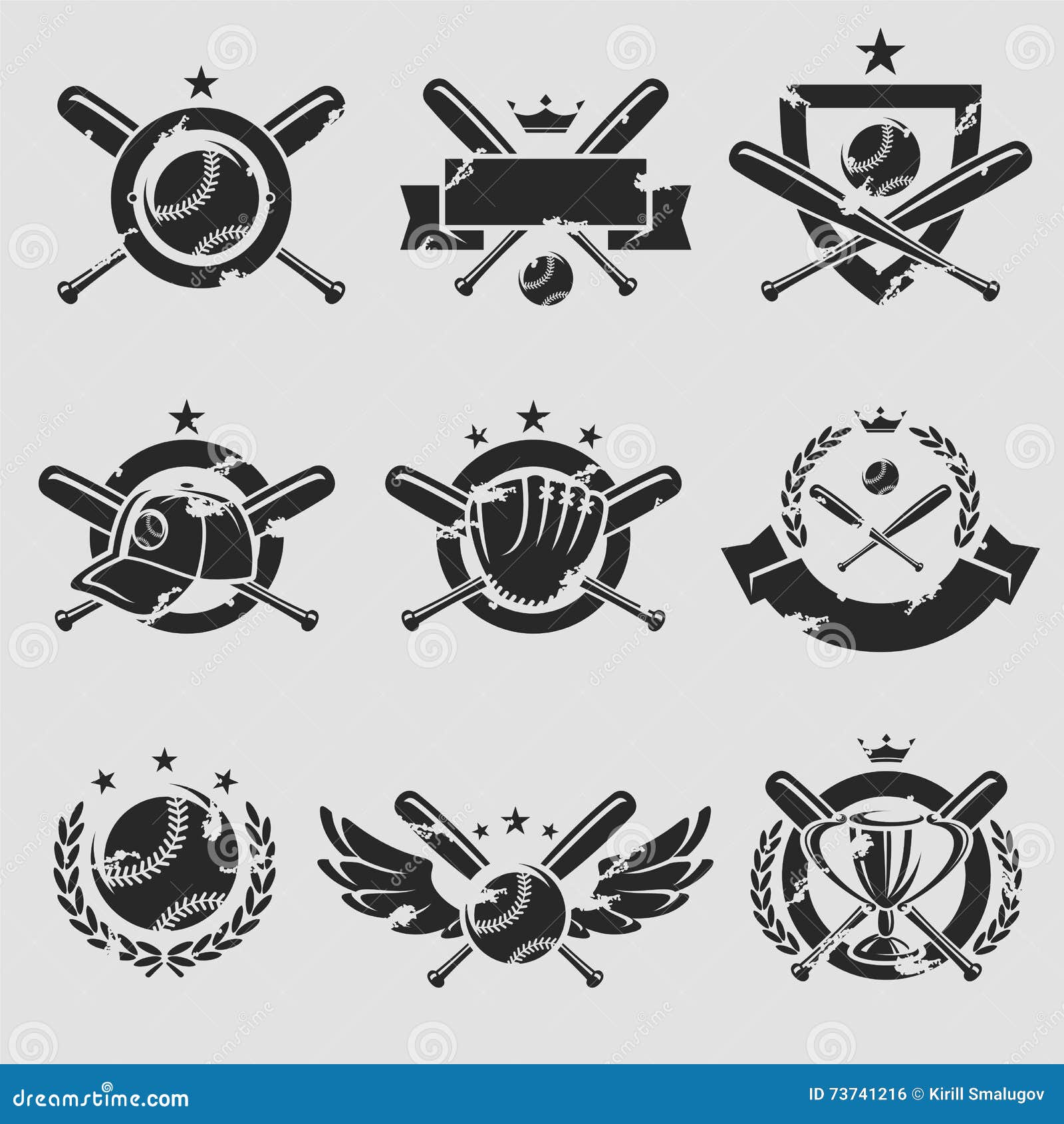Baseball Labels and Icons Set. Vector Stock Vector - Illustration of ...