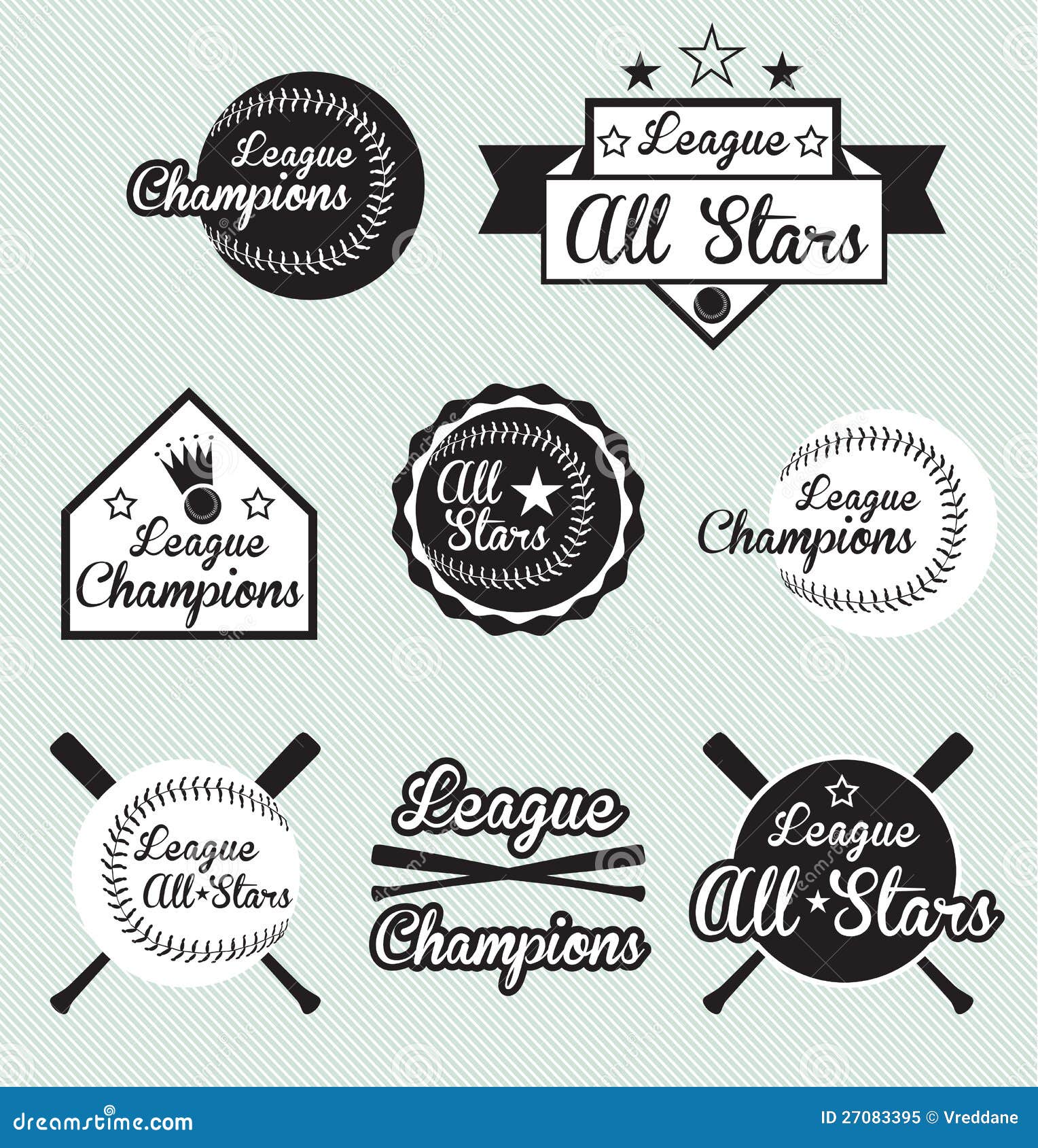 Baseball League Champion and All Star Labels Stock Vector ...