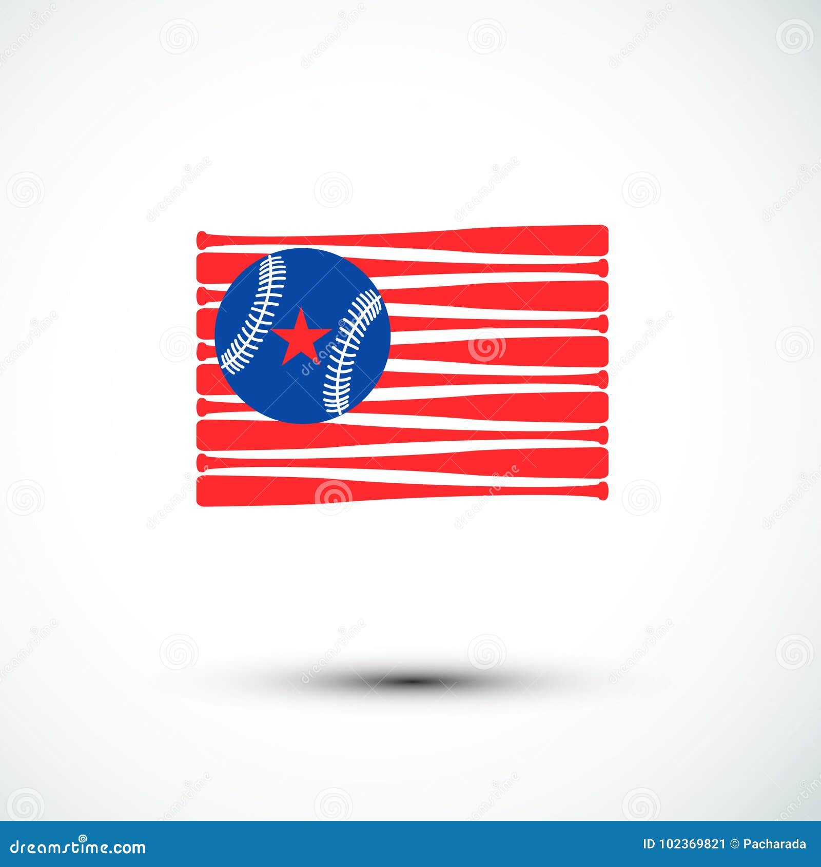 Baseball Logo; America Flag; Sign & Symbol; Flat Design; Vector Stock ...