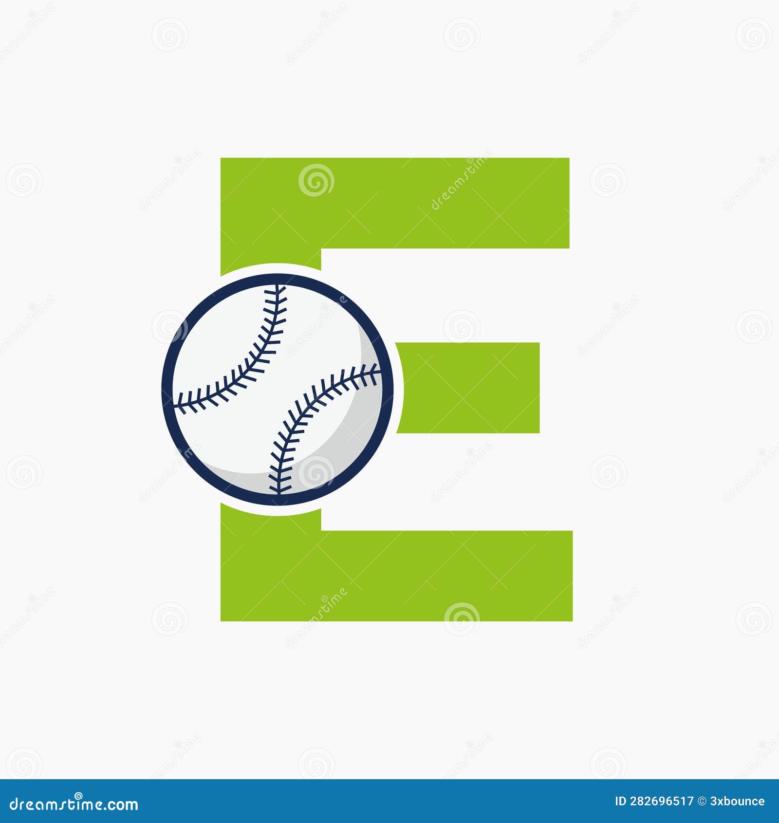 Baseball Logo on Letter E Vector Template Stock Vector - Illustration ...
