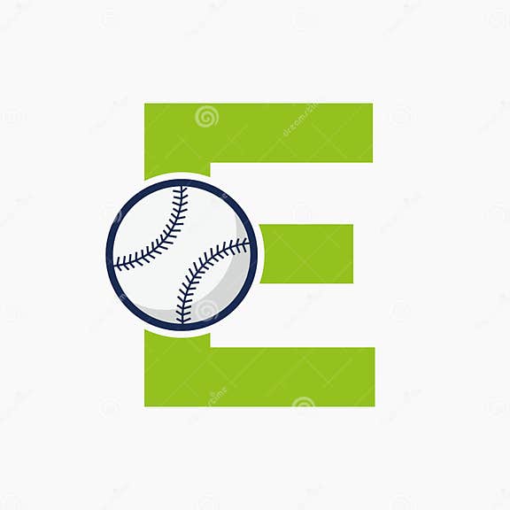 Baseball Logo on Letter E Vector Template Stock Vector - Illustration ...