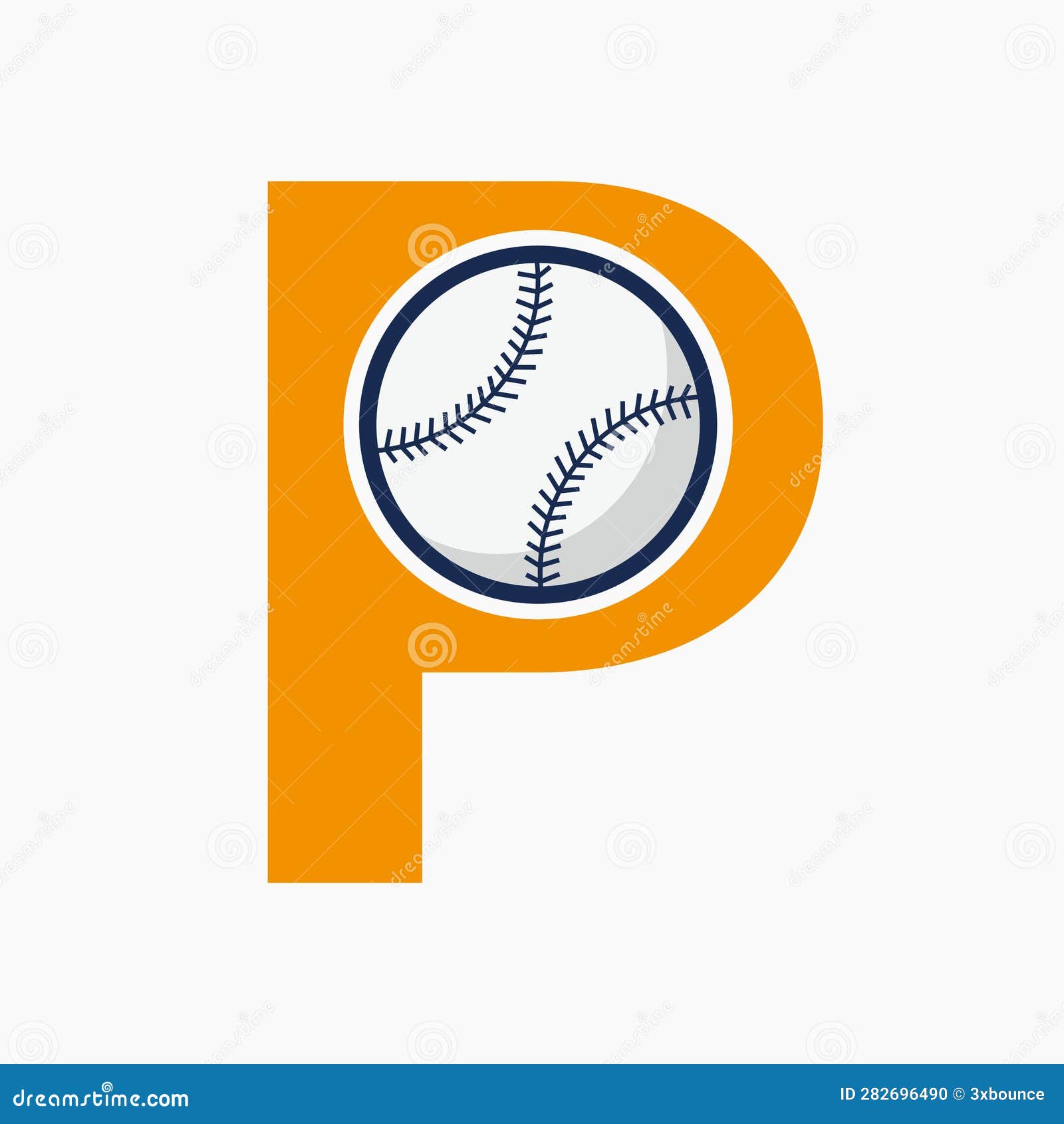 Baseball Logo on Letter P Vector Template Stock Vector - Illustration ...