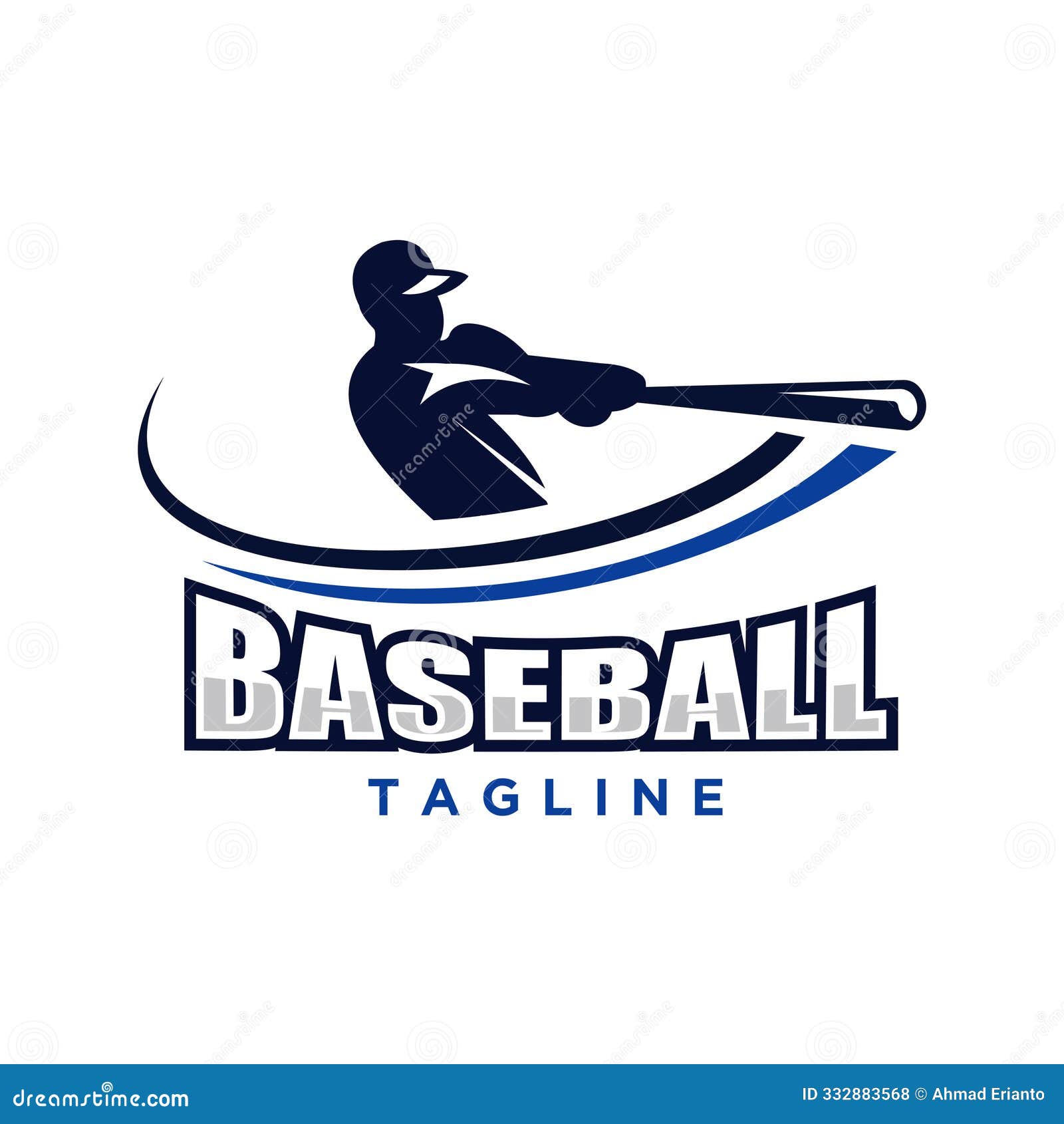 Baseball Logo with a Silhouette of a Player Hitting the Ball ...